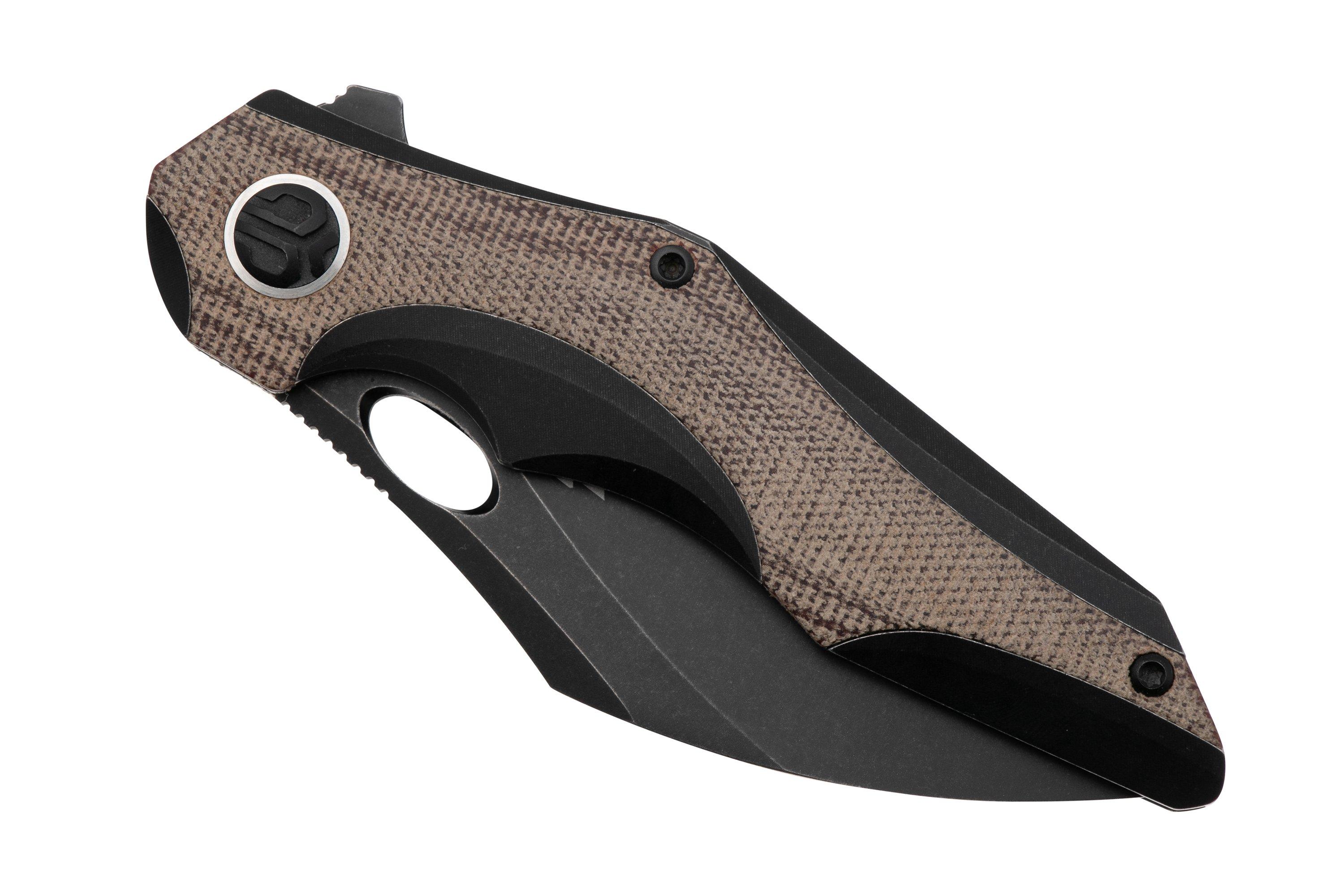 Bestech Nogard BT2105E Black Titanium, Brown Micarta pocket knife ...