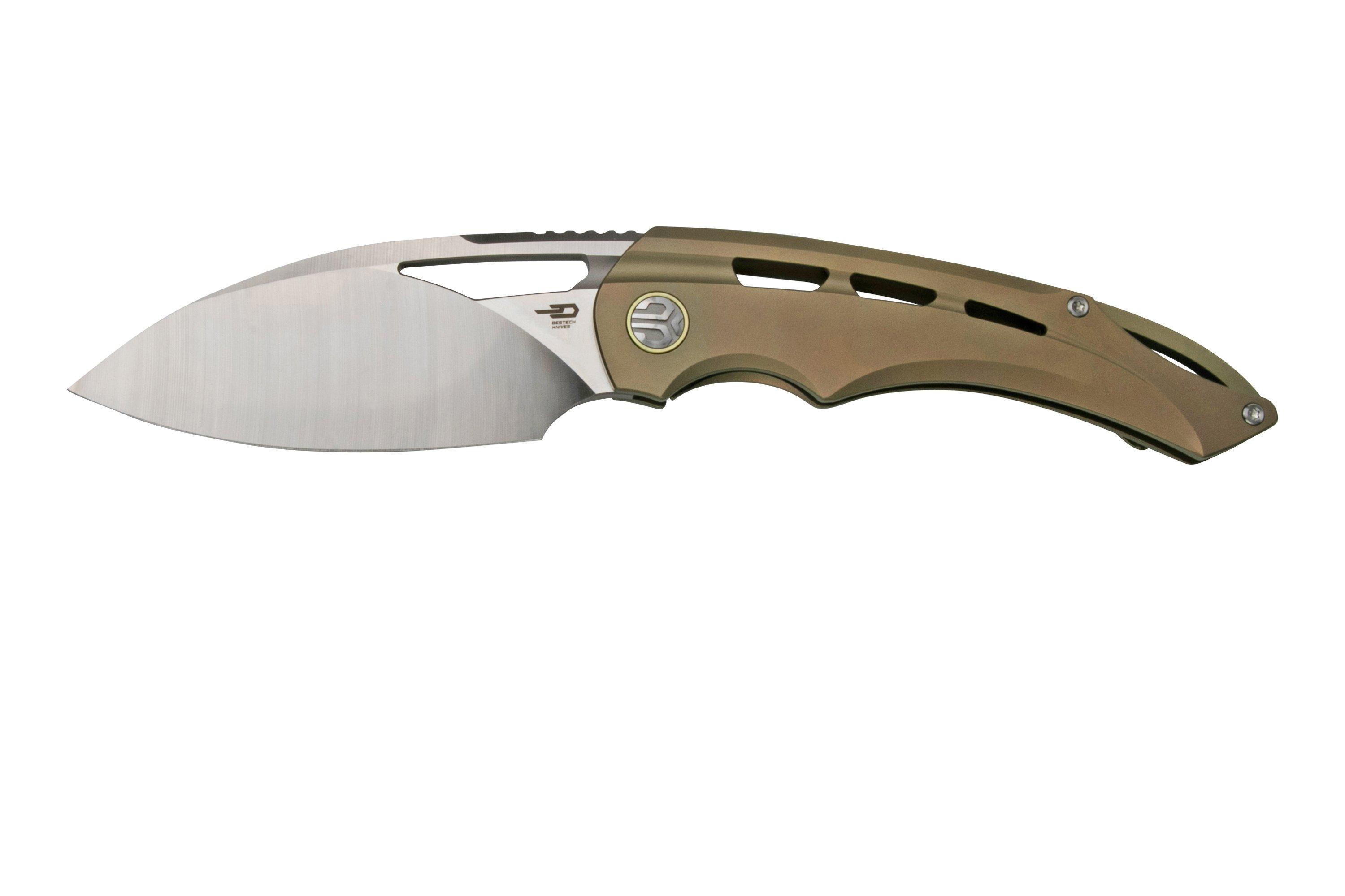 Bestech Fairchild BT2202D Satin, Gold Titanium pocket knife ...