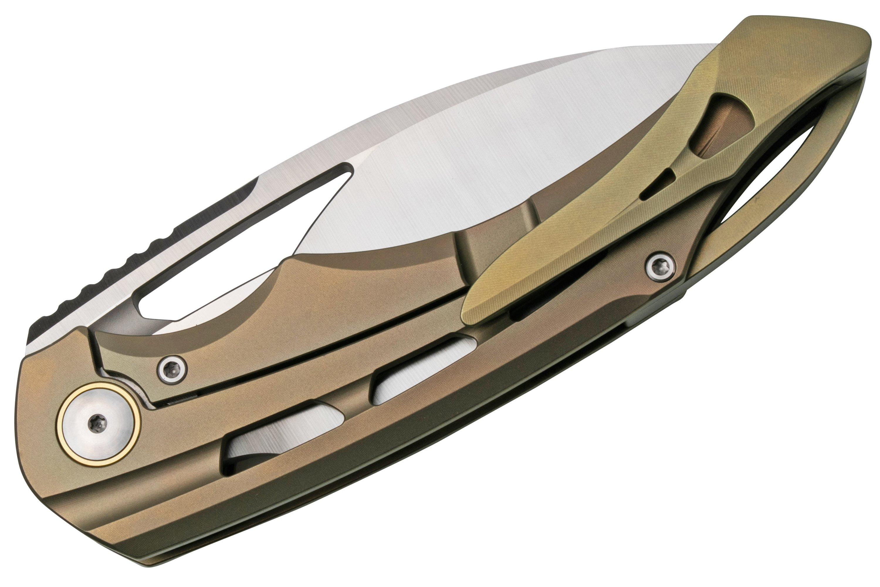 Bestech Fairchild BT2202D Satin, Gold Titanium pocket knife ...