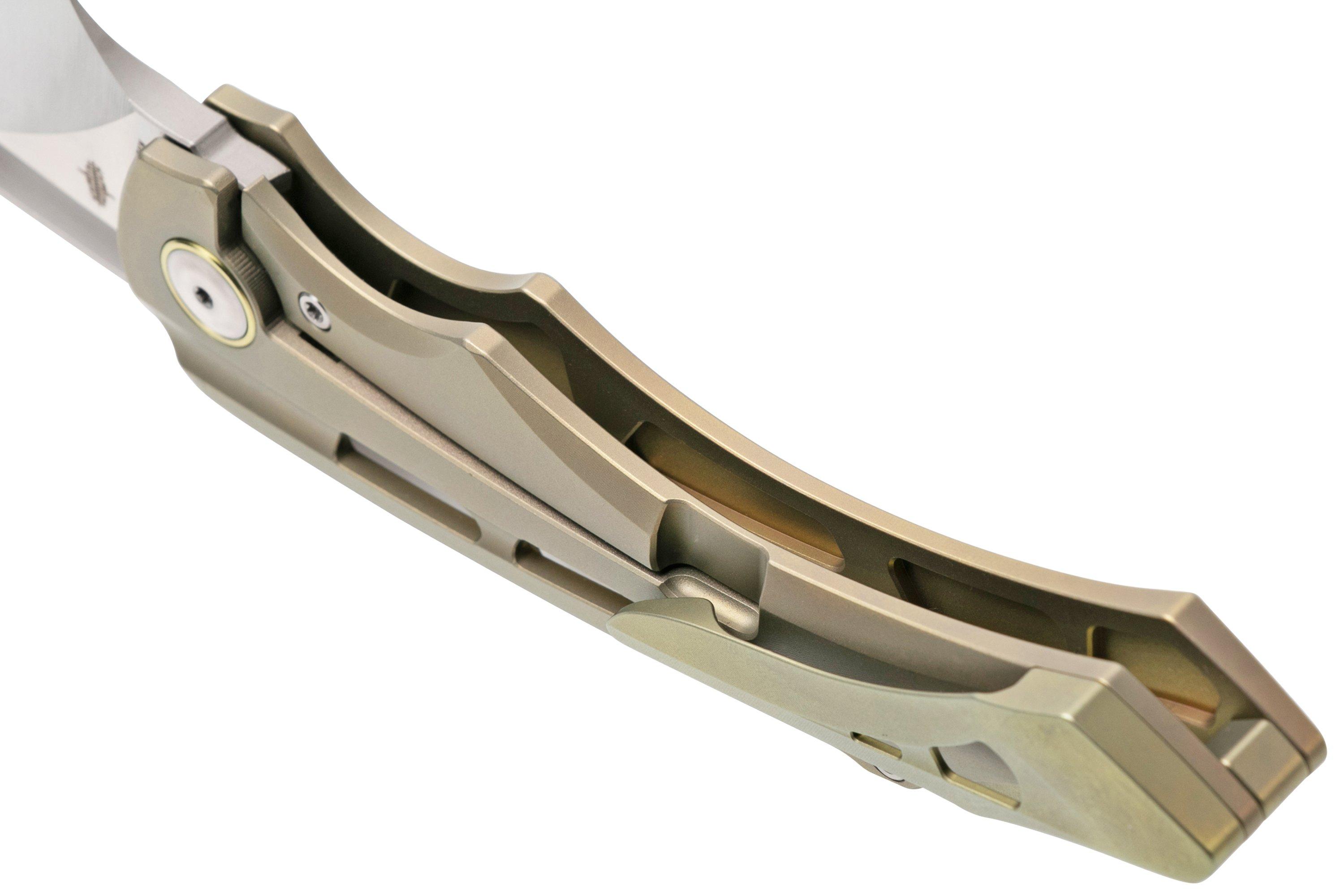 Bestech Fairchild BT2202D Satin, Gold Titanium pocket knife ...