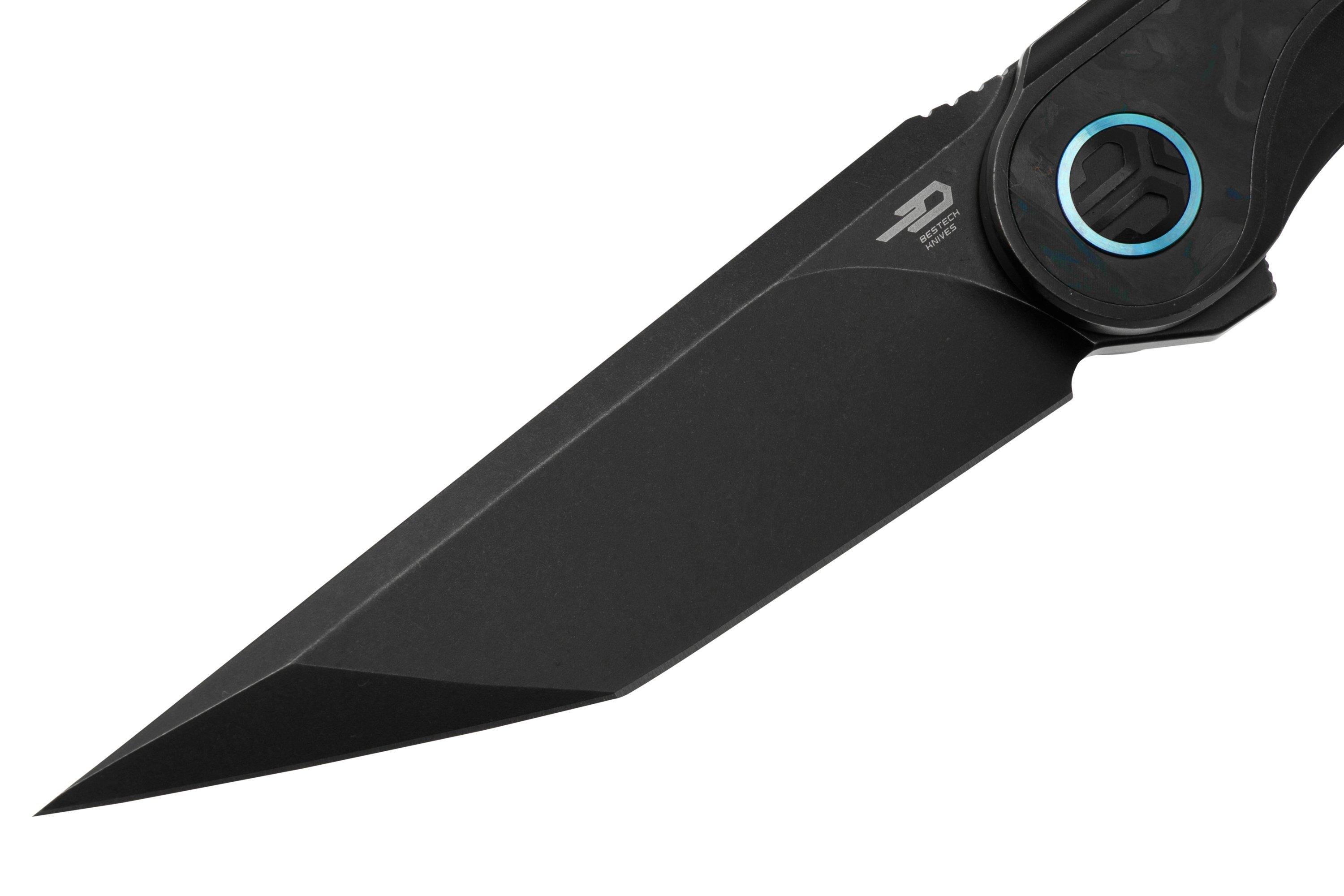 Bestech Blind Fury BT2303F, Blackwashed M390, Blue Titanium Blue Marble ...