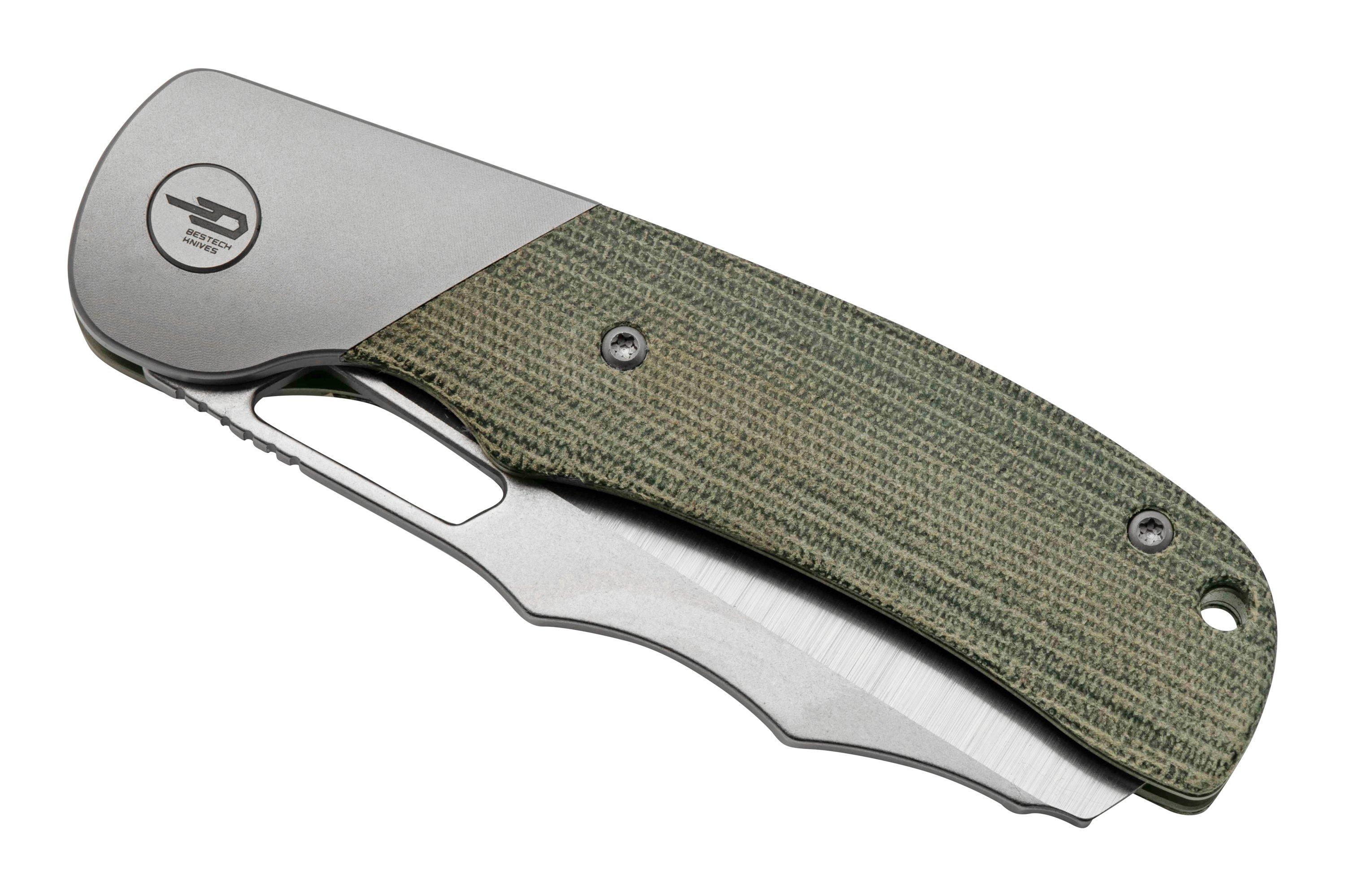 Bestech SYN BT2306B Bead Blast Titanium Black Canvas Micarta, zakmes ...