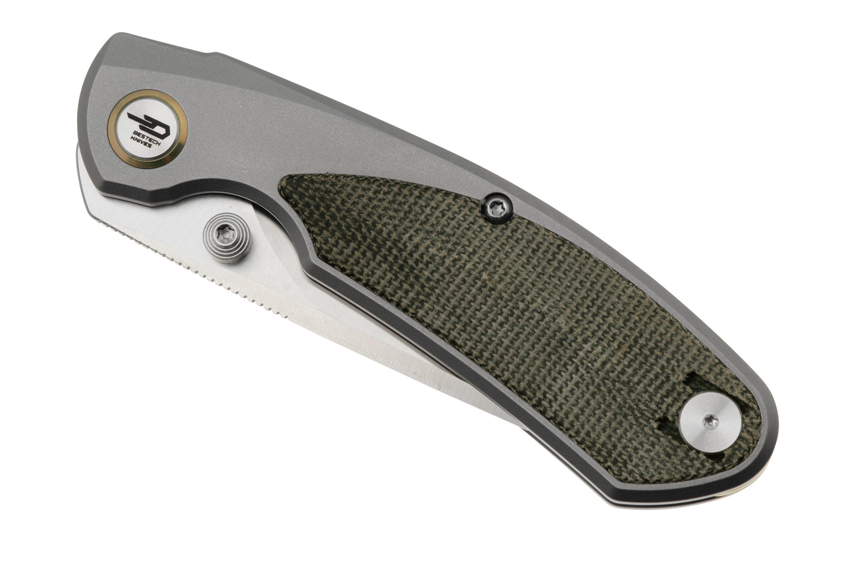 Bestech Lito BT2307A Grey Titanium, Black Canvas Micarta Taschenmesser ...