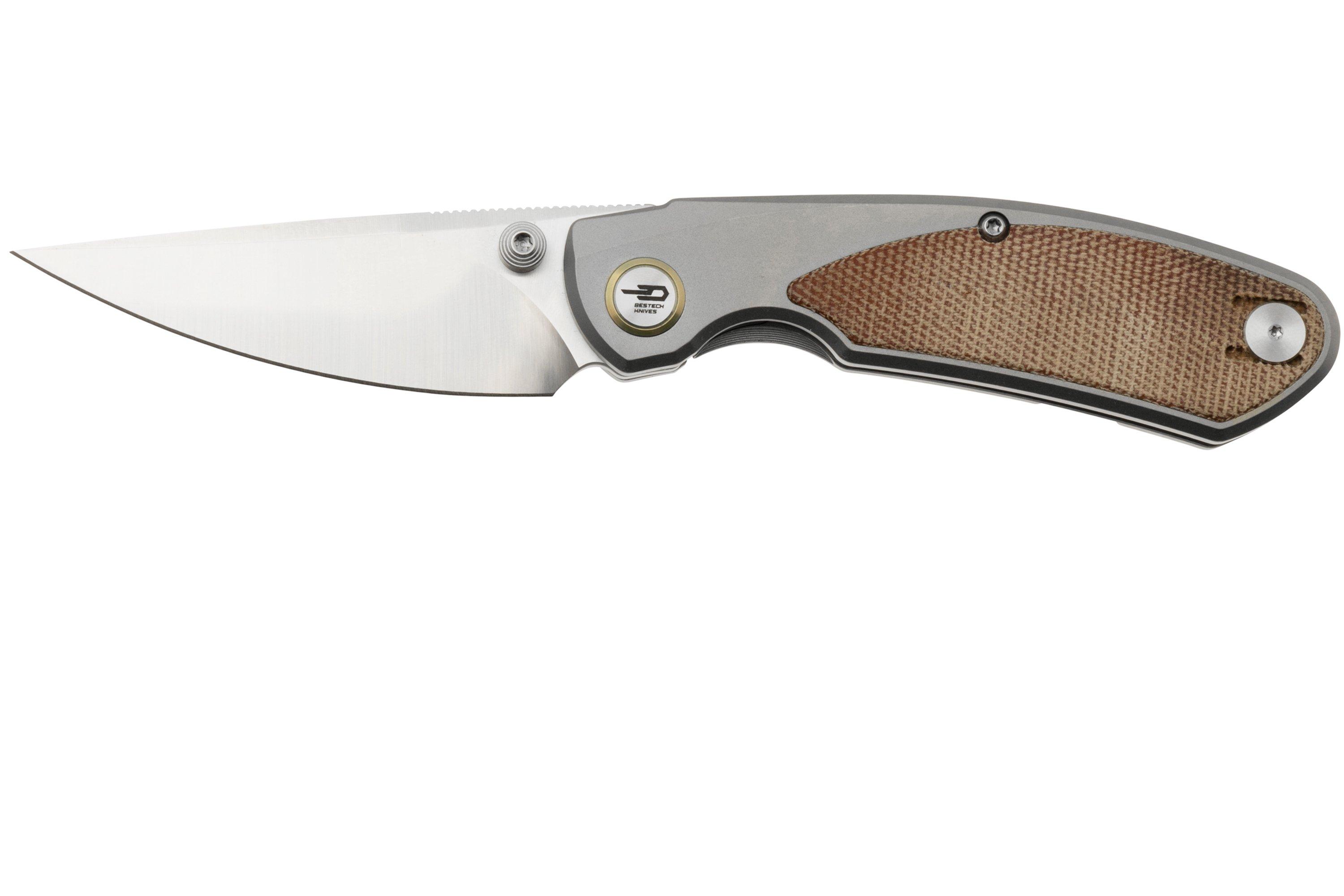 Bestech Lito BT2307B Grey Titanium, Natural Canvas Micarta navalha ...