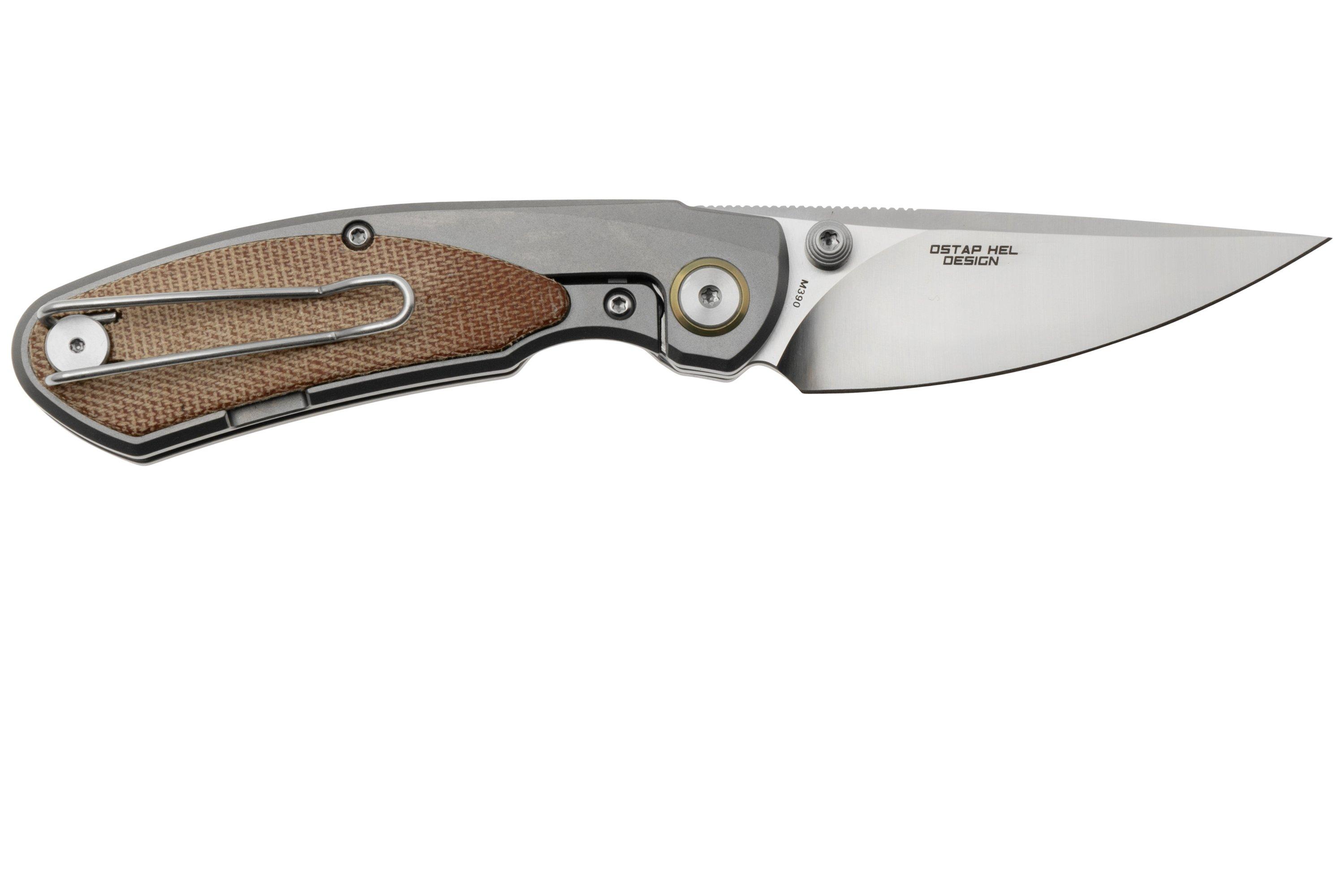 Bestech Lito BT2307B Grey Titanium, Natural Canvas Micarta navalha ...