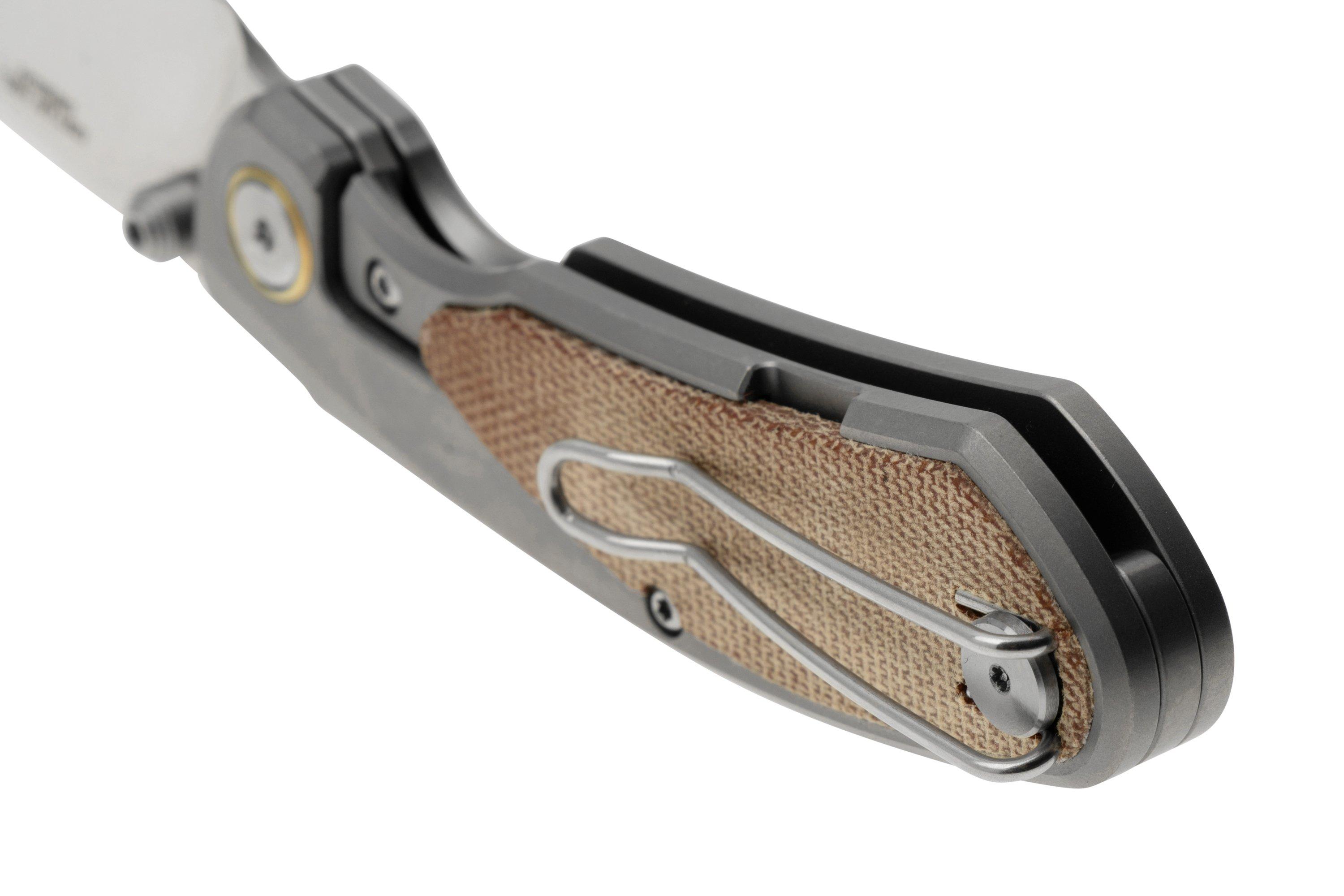 Bestech Lito BT2307B Grey Titanium, Natural Canvas Micarta navalha ...