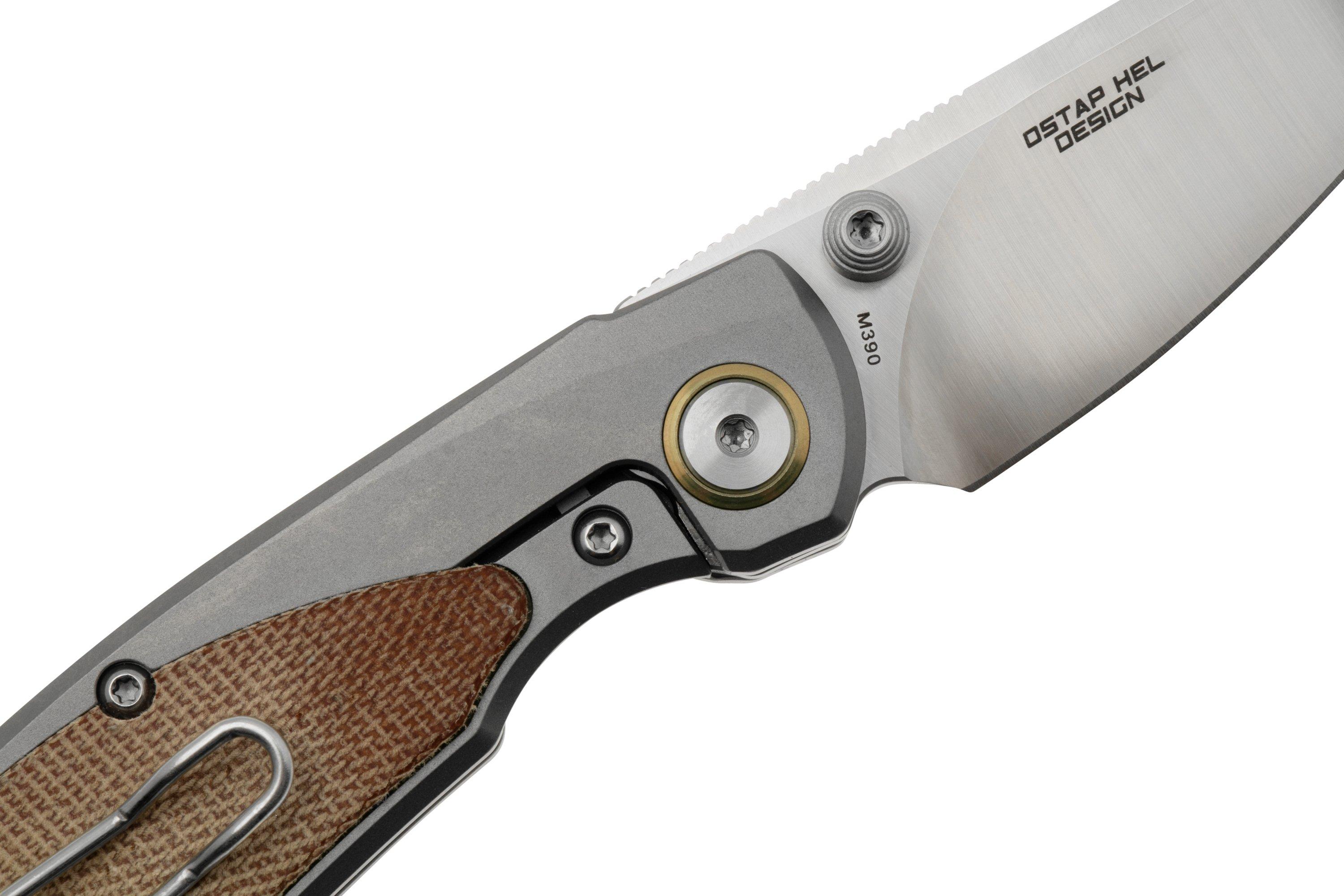 Bestech Lito BT2307B Grey Titanium, Natural Canvas Micarta navalha ...