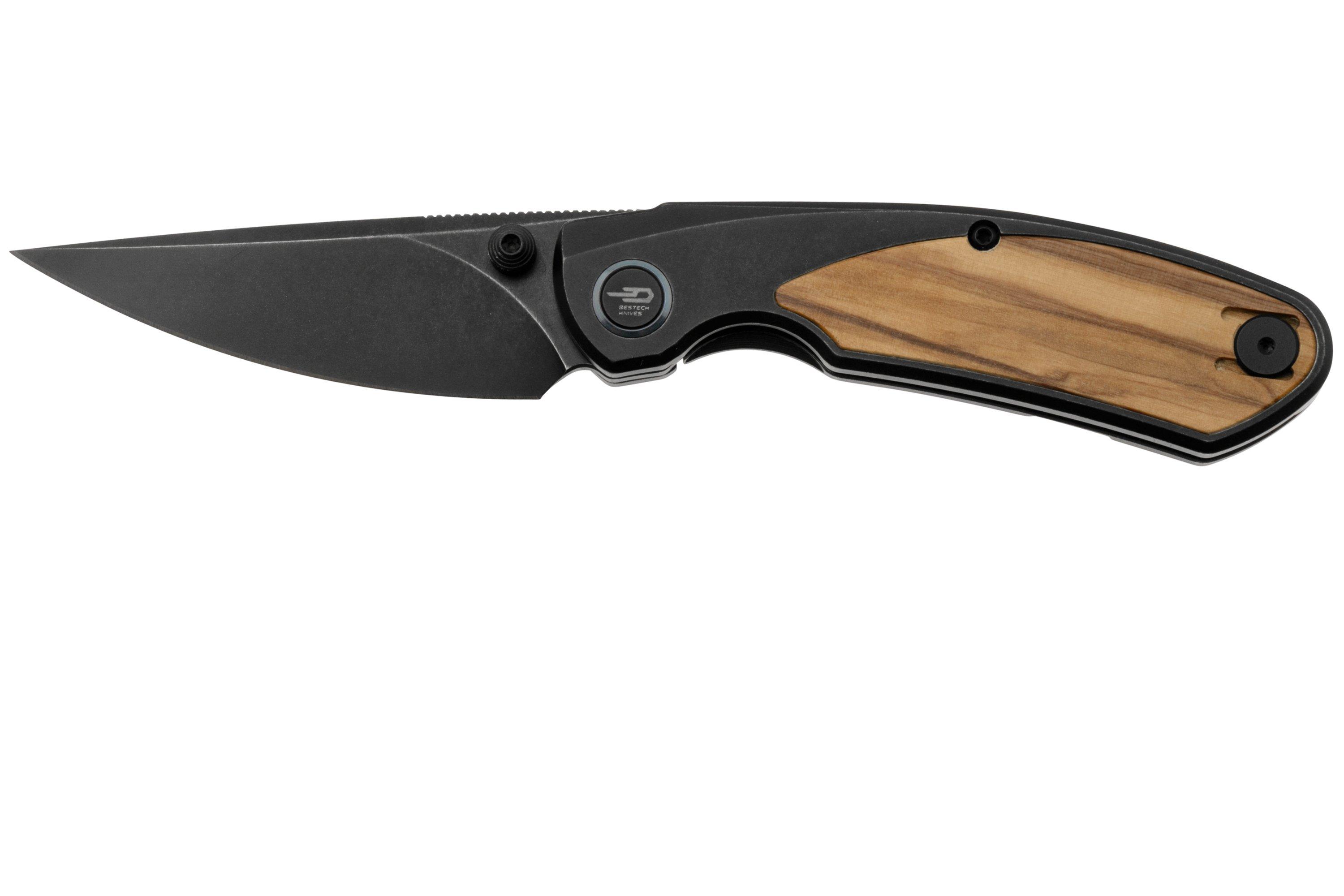 Bestech Lito BT2307C Black Titanium, Olive Wood pocket knife, Ostap Hel ...