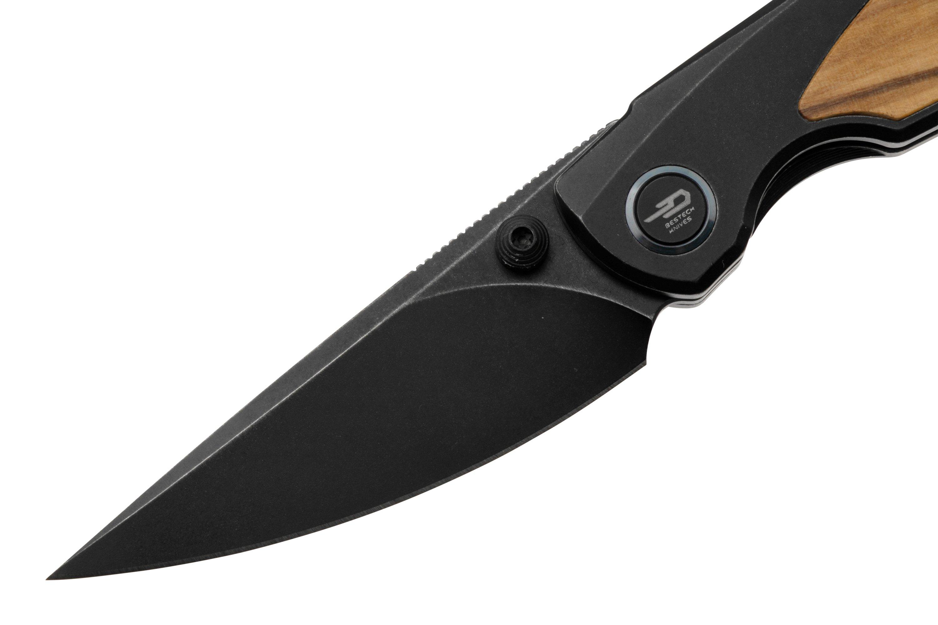 Bestech Lito BT2307C Black Titanium, Olive Wood pocket knife, Ostap Hel ...