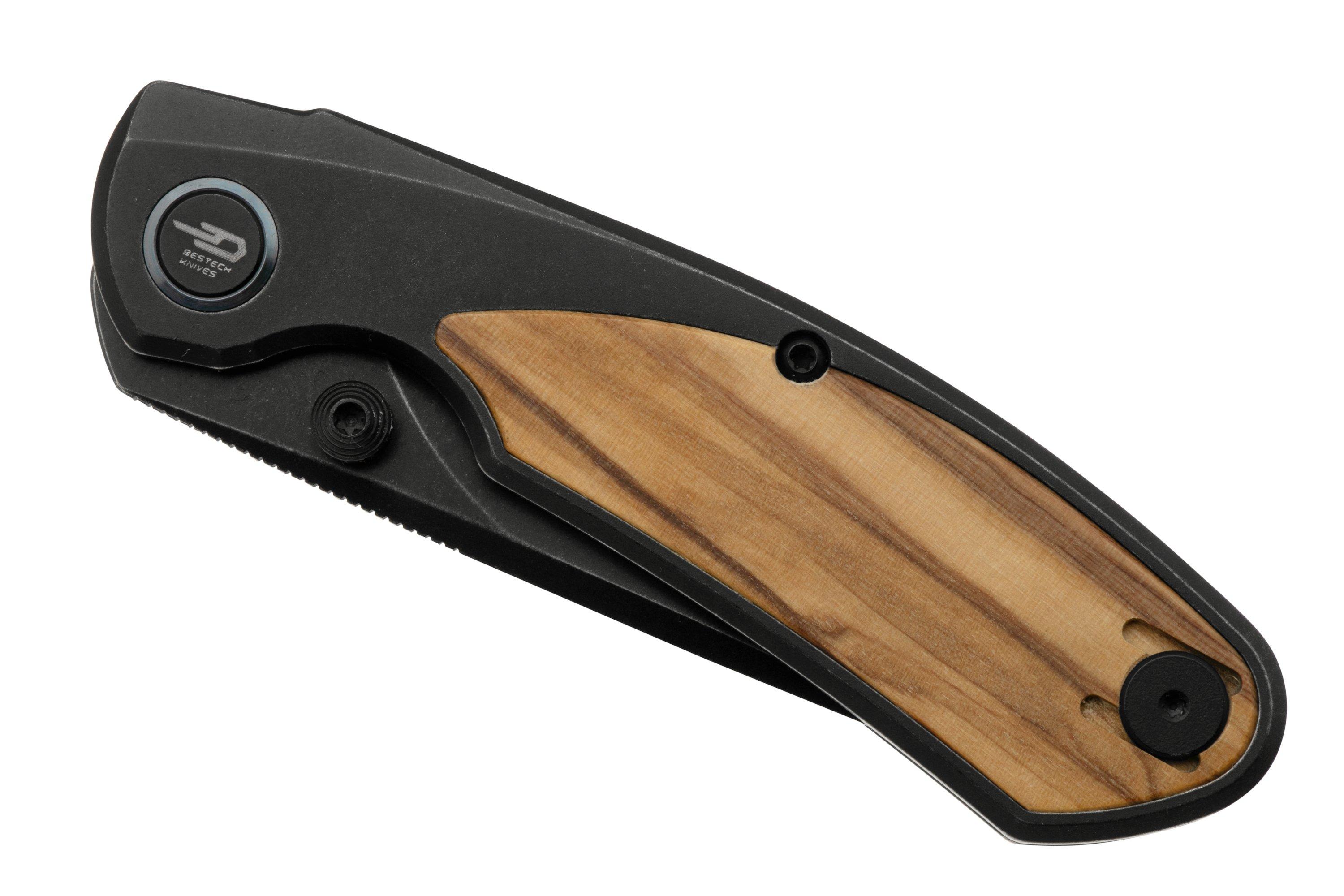 Bestech Lito BT2307C Black Titanium, Olive Wood pocket knife, Ostap Hel ...