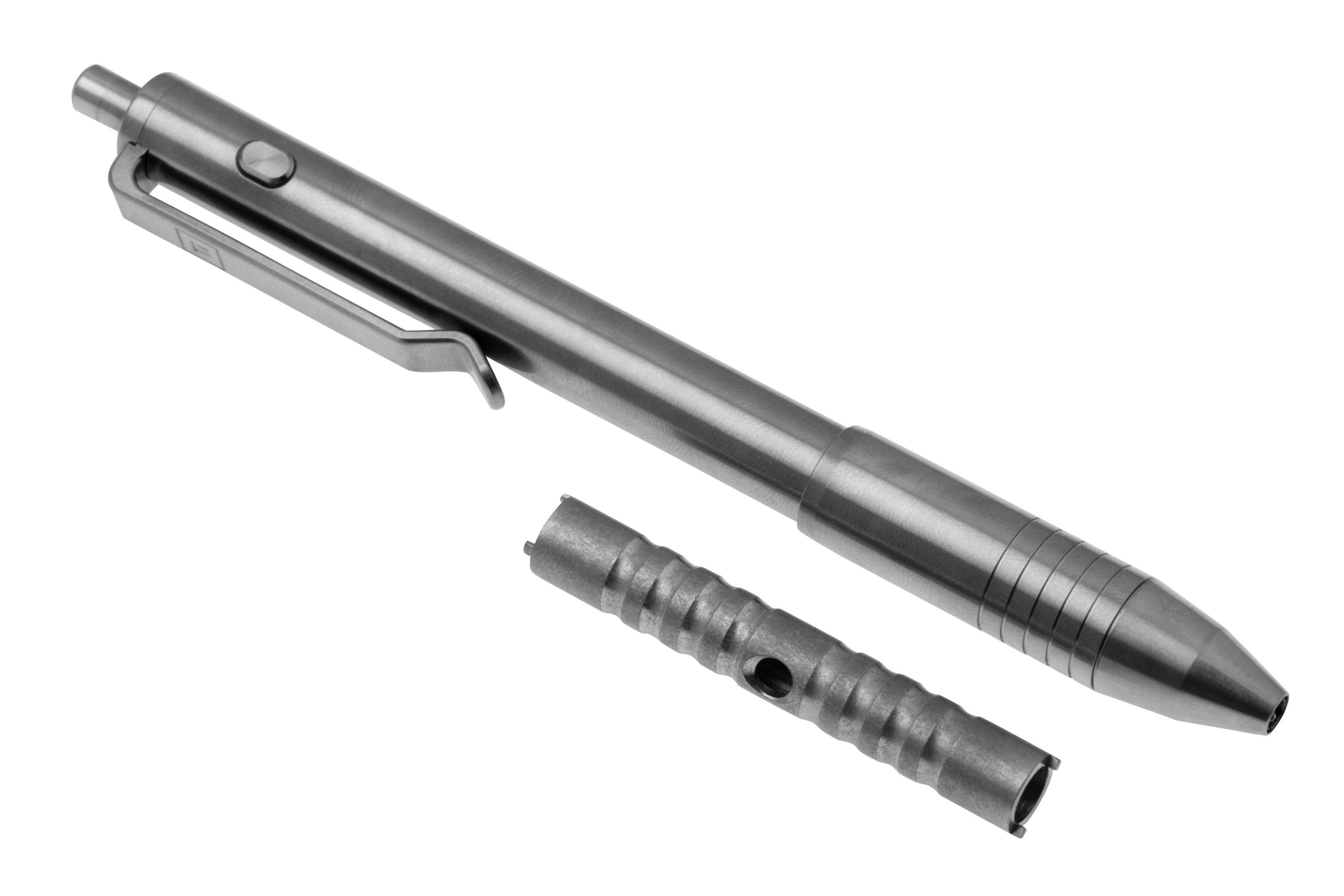 Big Idea Design Dual Side Click Pen DSC-RW Raw Titanium, auto adjusting everyday carry pen ...