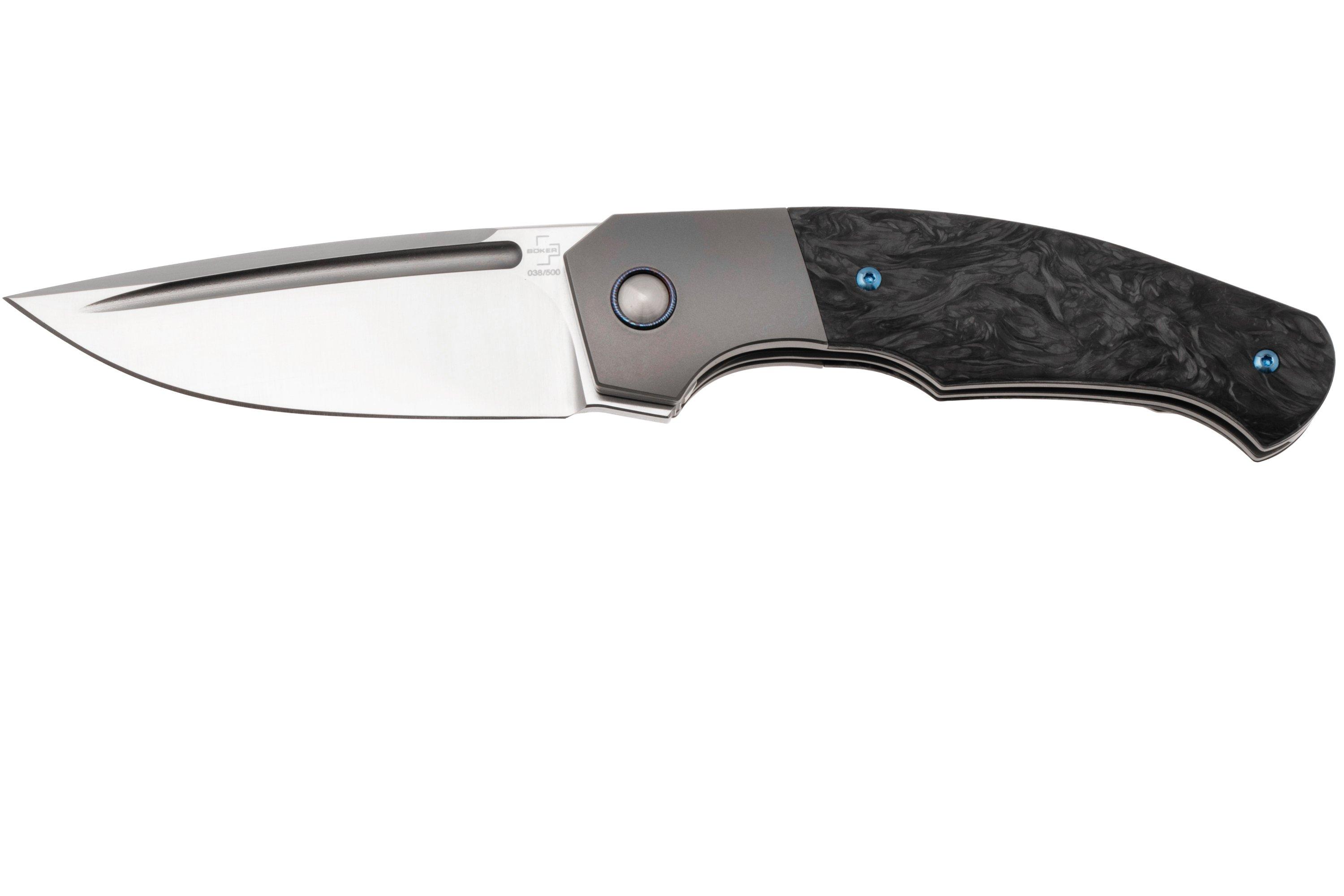 Boker Plus Collection 2025, BO01BP2025 Satin MagnaCut, Titanium Carbon Inlay, coltello da tasca ...