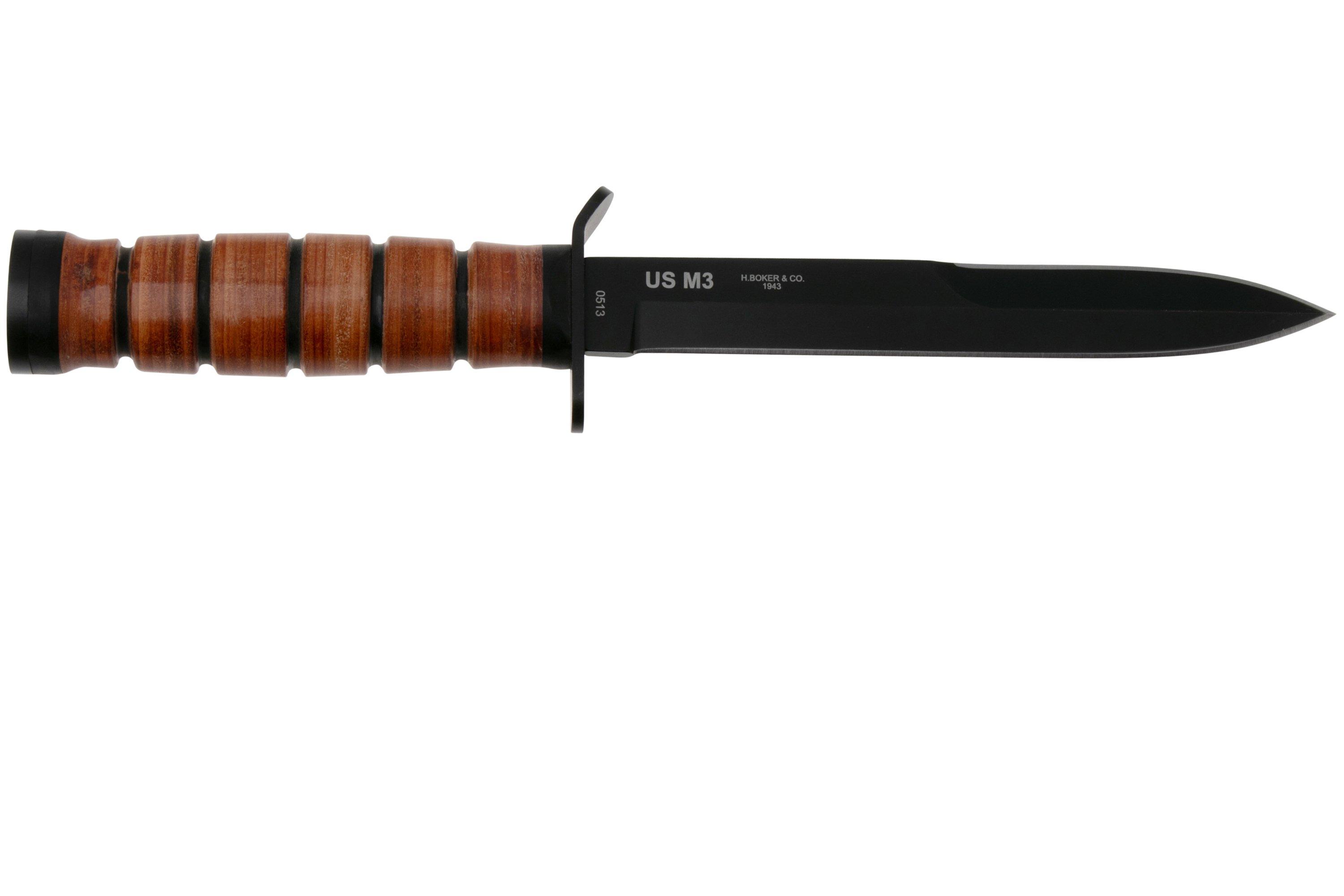 Böker Plus M3 Trench Knife 2.1 02BO119 Black 1095, Leather, fixed knife ...
