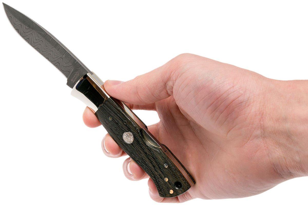 Böker Bog oak Damascus 111100DAM pocket knife | Advantageously shopping ...