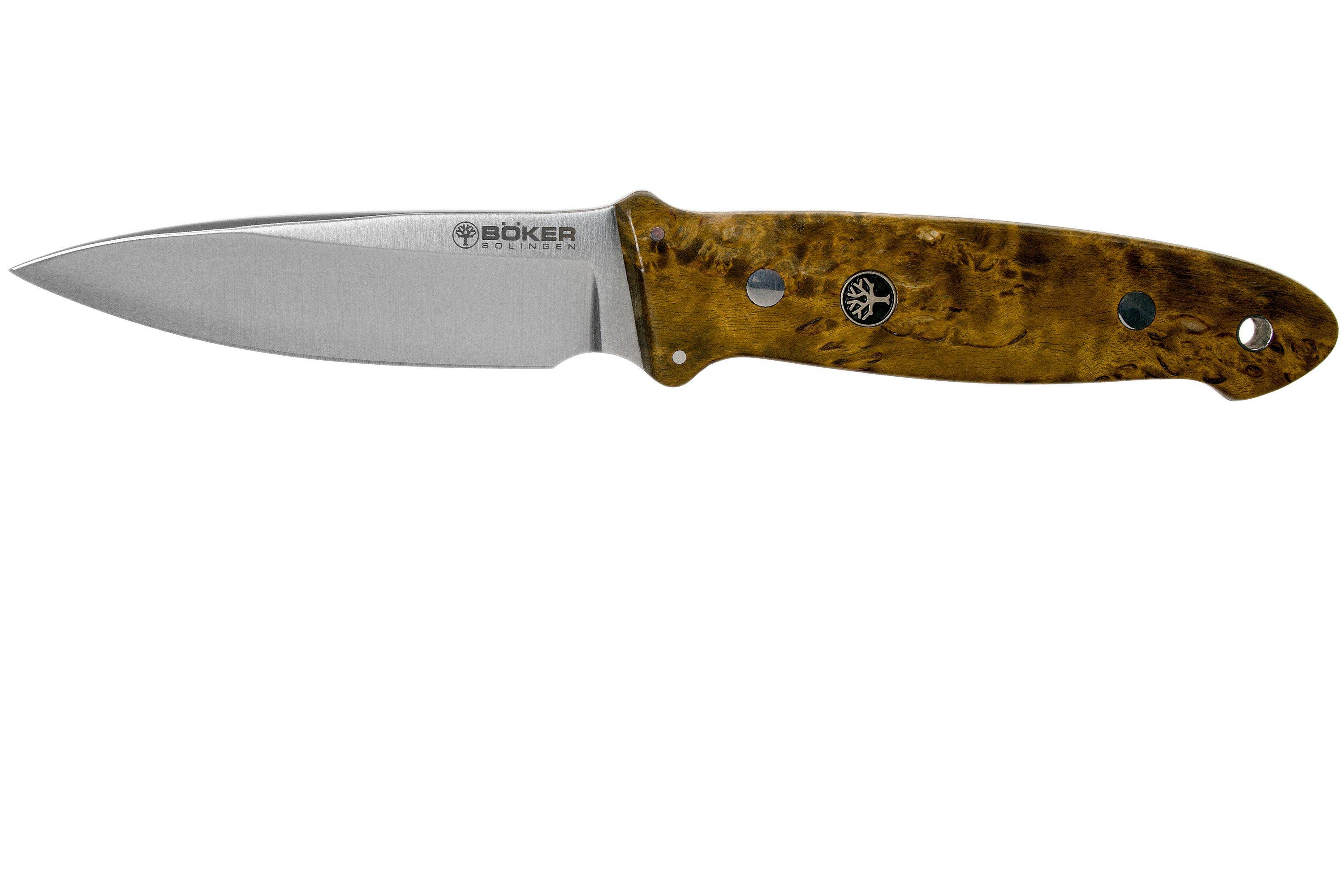 Böker Cub Curly Birch 127661 fixed knife, Lucas Burnley design ...