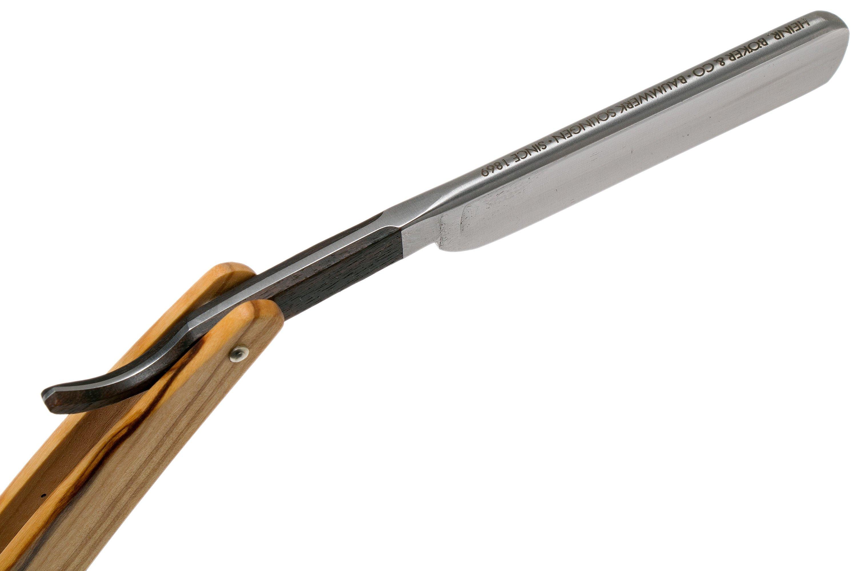 Böker Manufaktur Black Wood Scale Tang straight razor 140559 ...