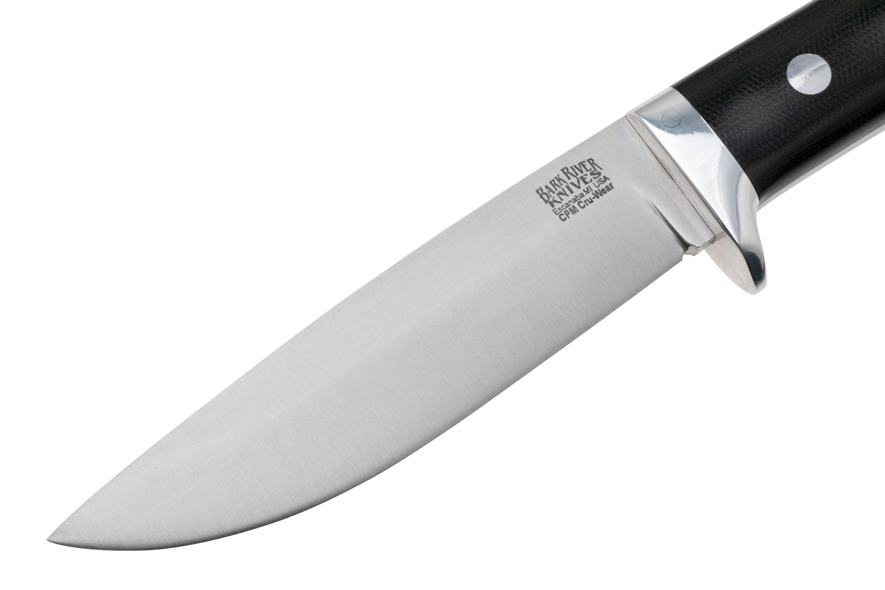 Bark River Wilderness 5 CPM Cru-Wear, Black Canvas Micarta, fixed knife ...