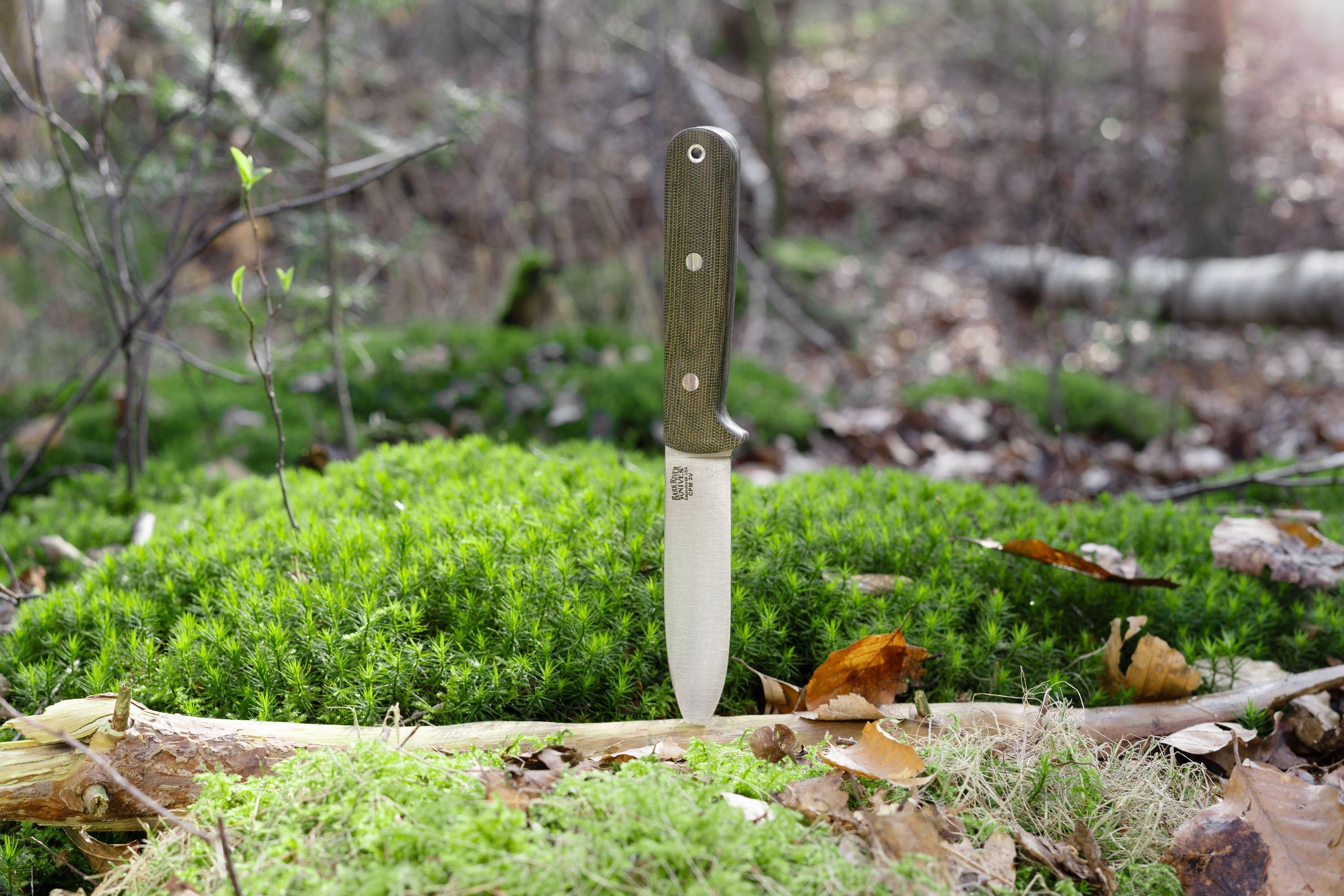 Bark River Kephart 4“ CPM 3V Green Canvas Micarta, bushcraft mes ...