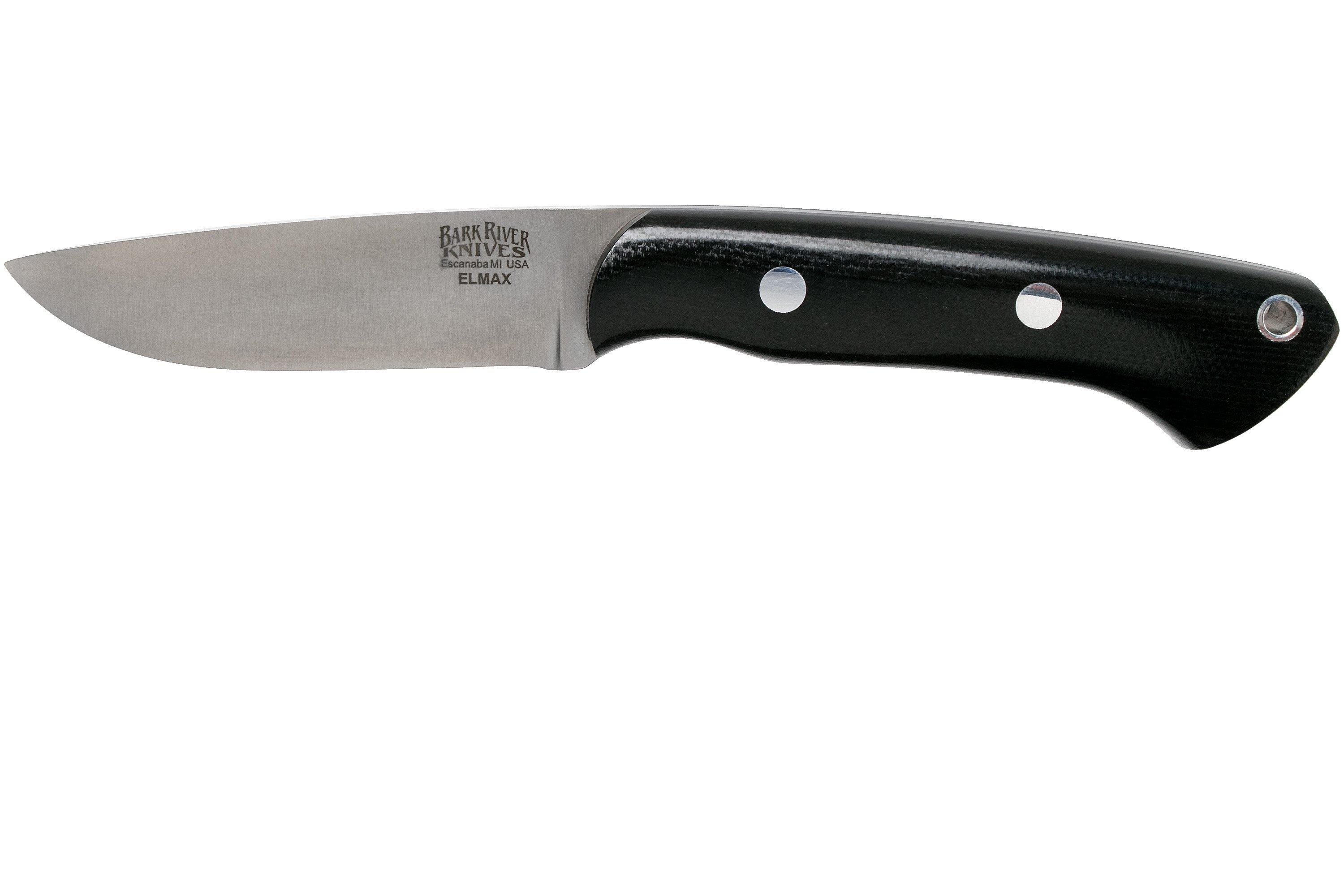 Bark River Fox River Featherweight Elmax, Black Canvas Micarta hunting ...