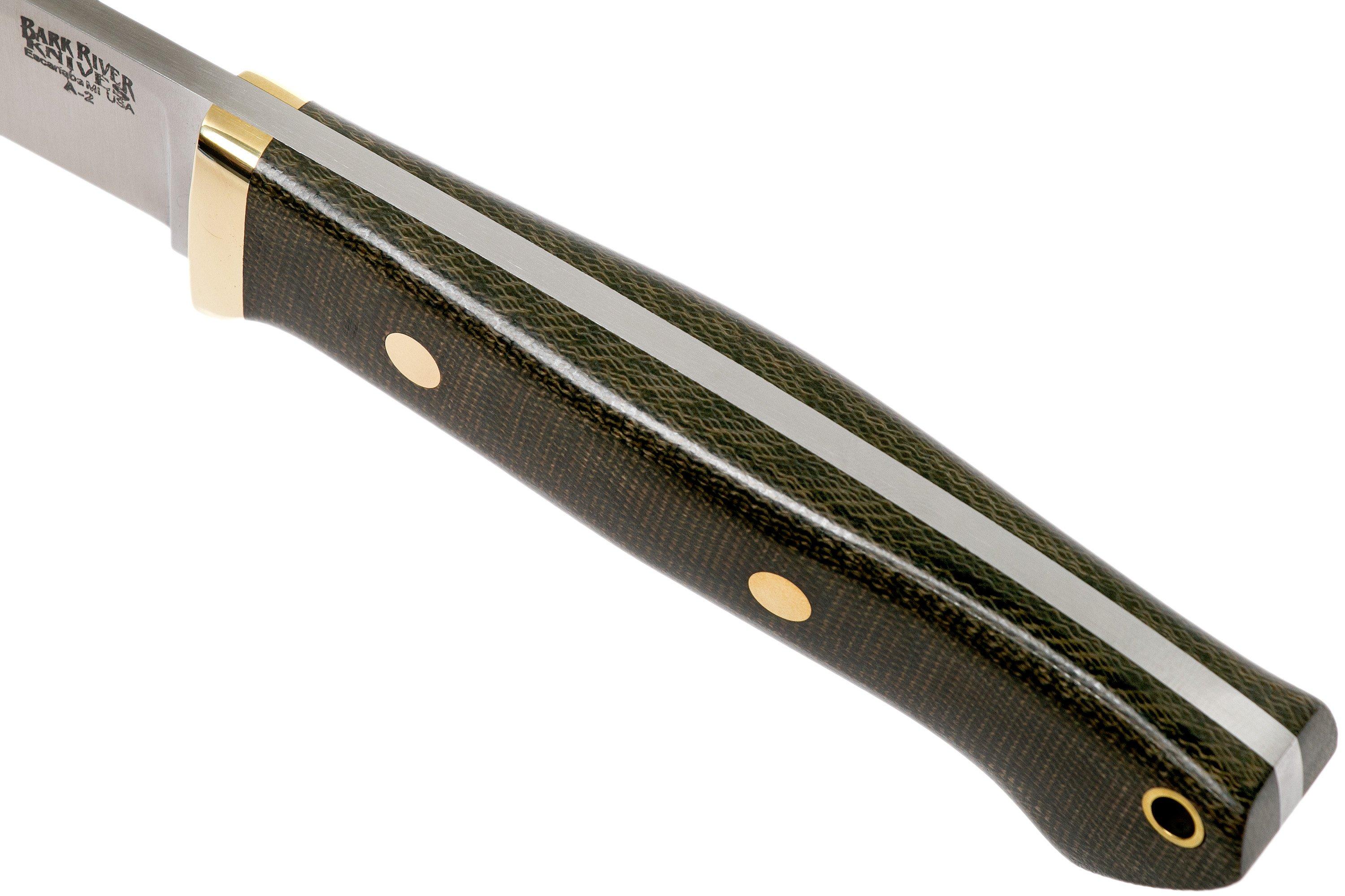 Bark River - Classic Drop Point Hunter A2 Brass Green Canvas hunting ...