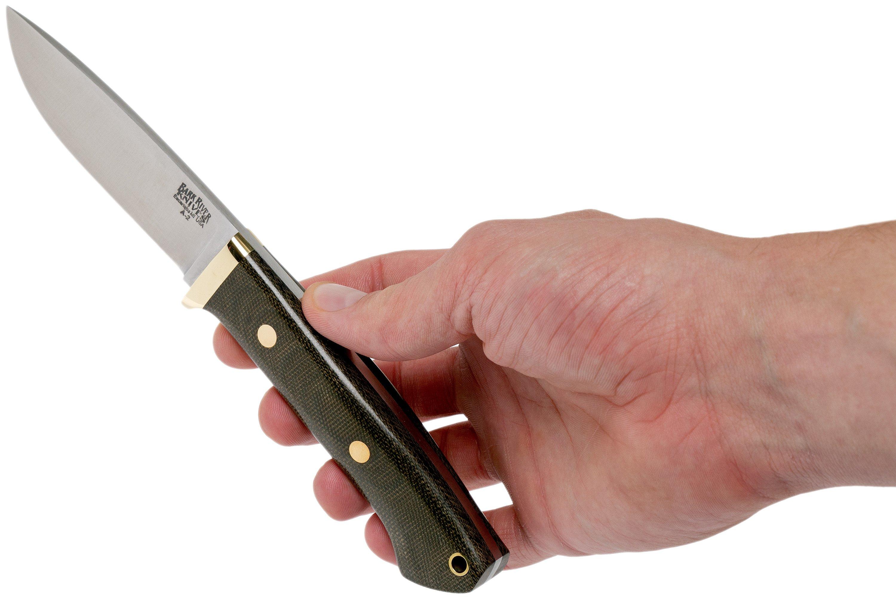 Bark River - Classic Drop Point Hunter A2 Brass Green Canvas hunting ...