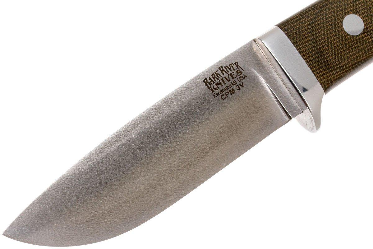 Bark River Classic Drop Point Hunter CPM 3V, Green Canvas Micarta, Red ...