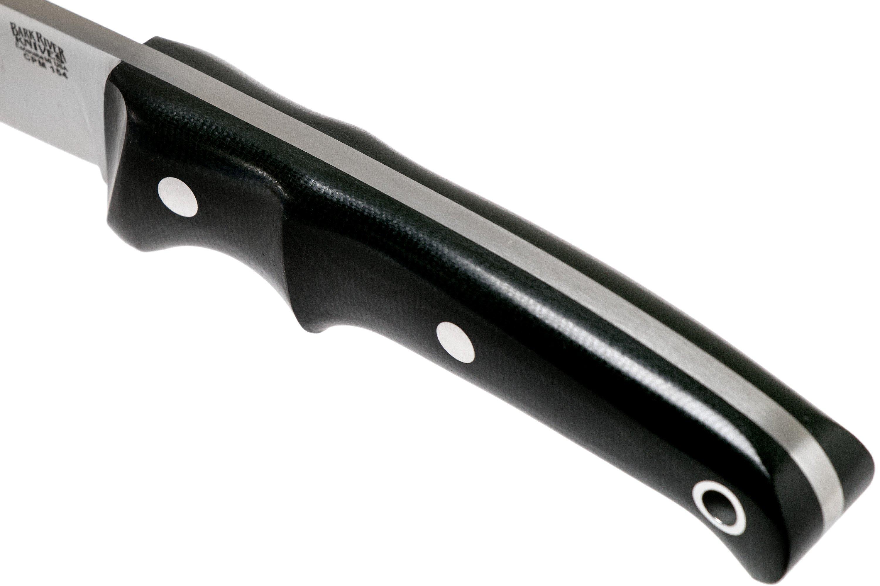 Bark River Guardless Drop Point Hunter CPM 154 Black Canvas Micarta ...