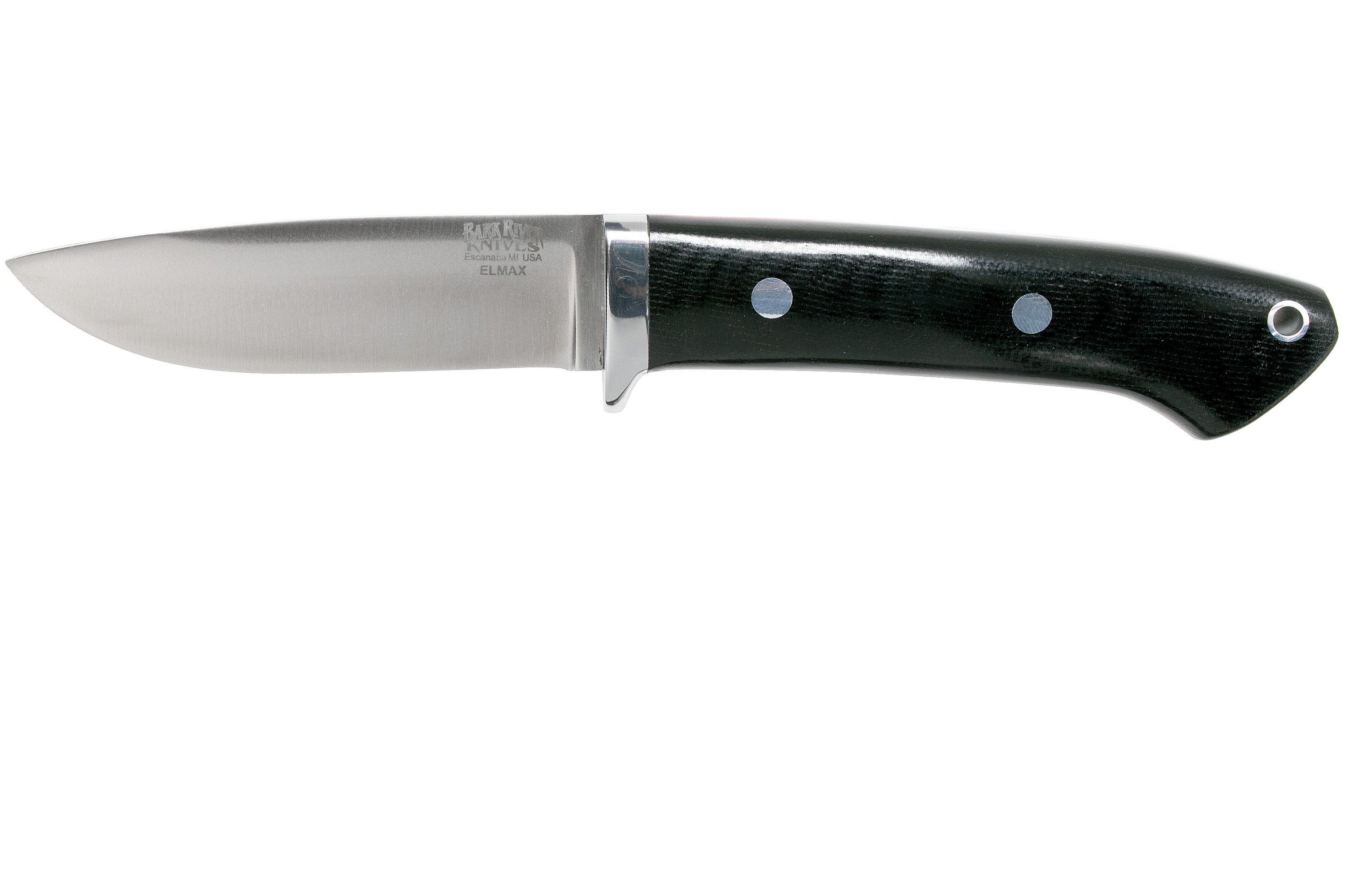 Bark River Classic Drop Point Hunter Elmax, Black Canvas Micarta, Red ...