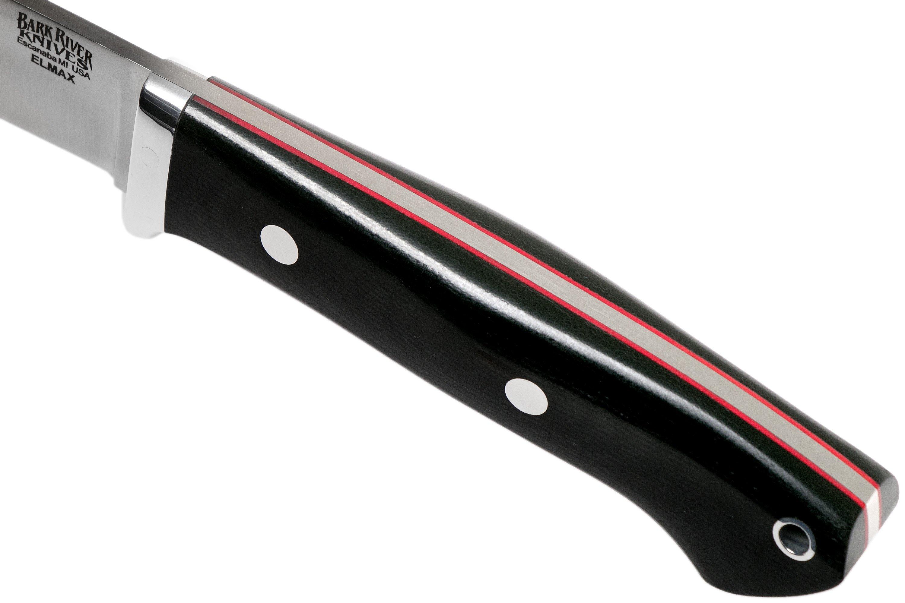 Bark River Classic Drop Point Hunter Elmax, Black Canvas Micarta, Red ...