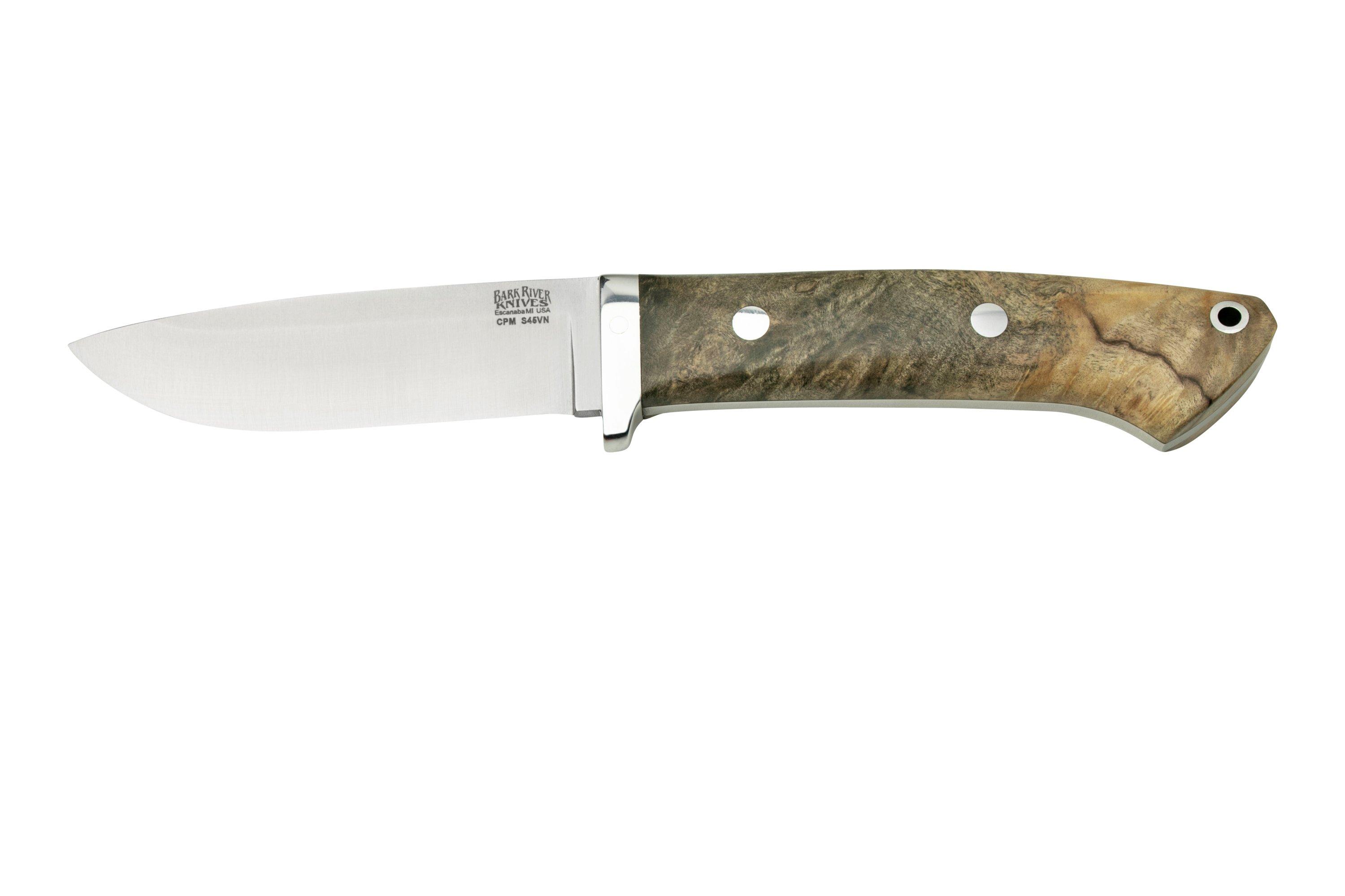Bark River Classic Drop Point Hunter CPM S45VN Buckeye Burl, fixed ...