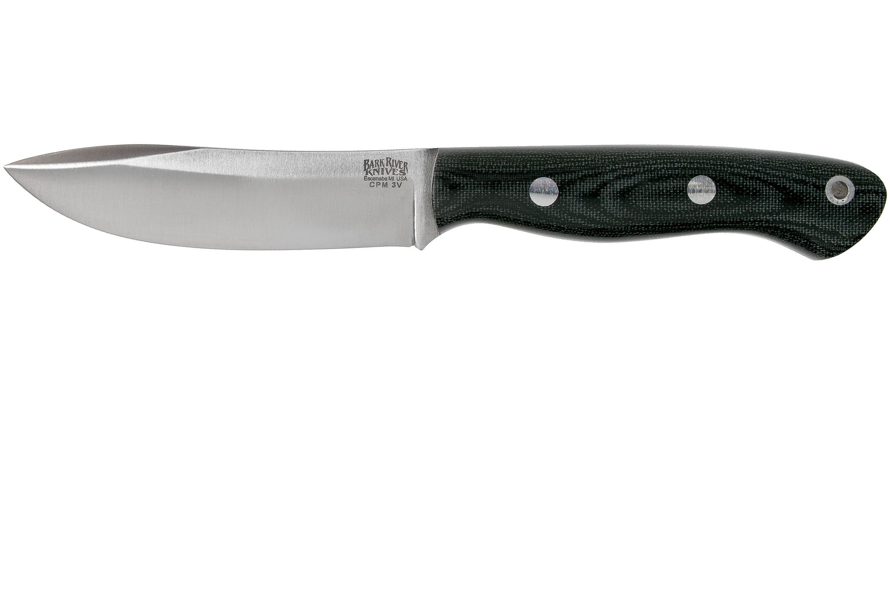Bark River Mini Aurora Hunter CPM 3V, Black Canvas Micarta ...