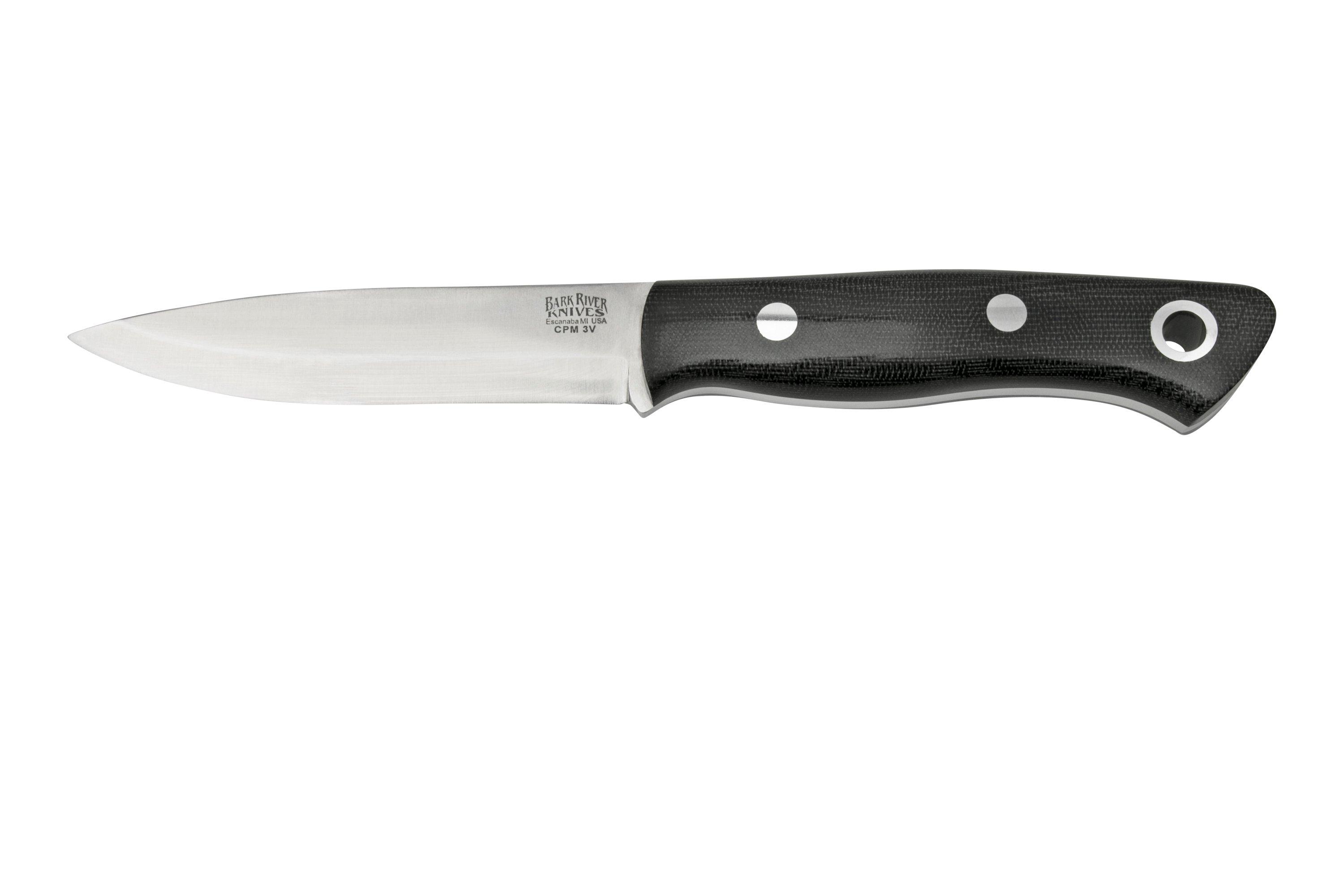 Bark River Aurora Scandi CPM 3V Black Canvas Micarta, fixed knife ...