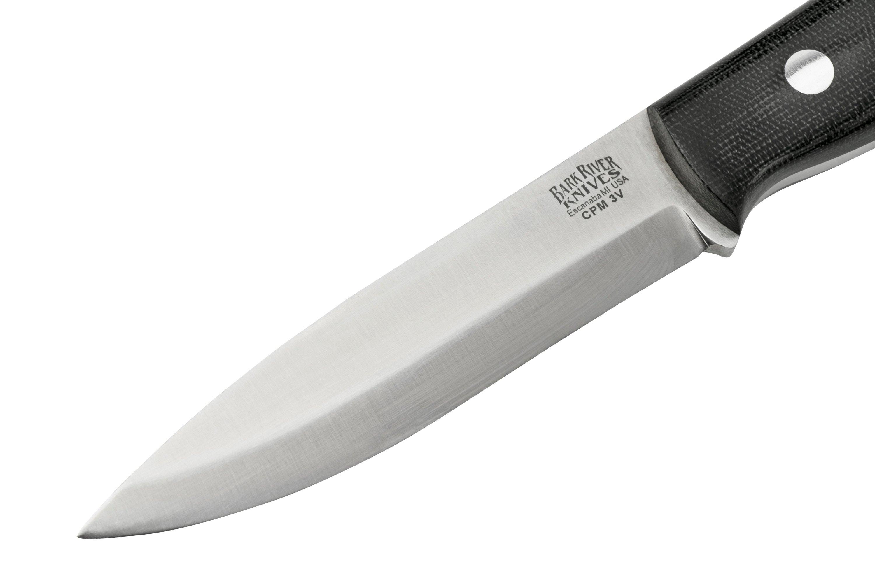 Bark River Aurora Scandi CPM 3V Black Canvas Micarta, fixed knife ...