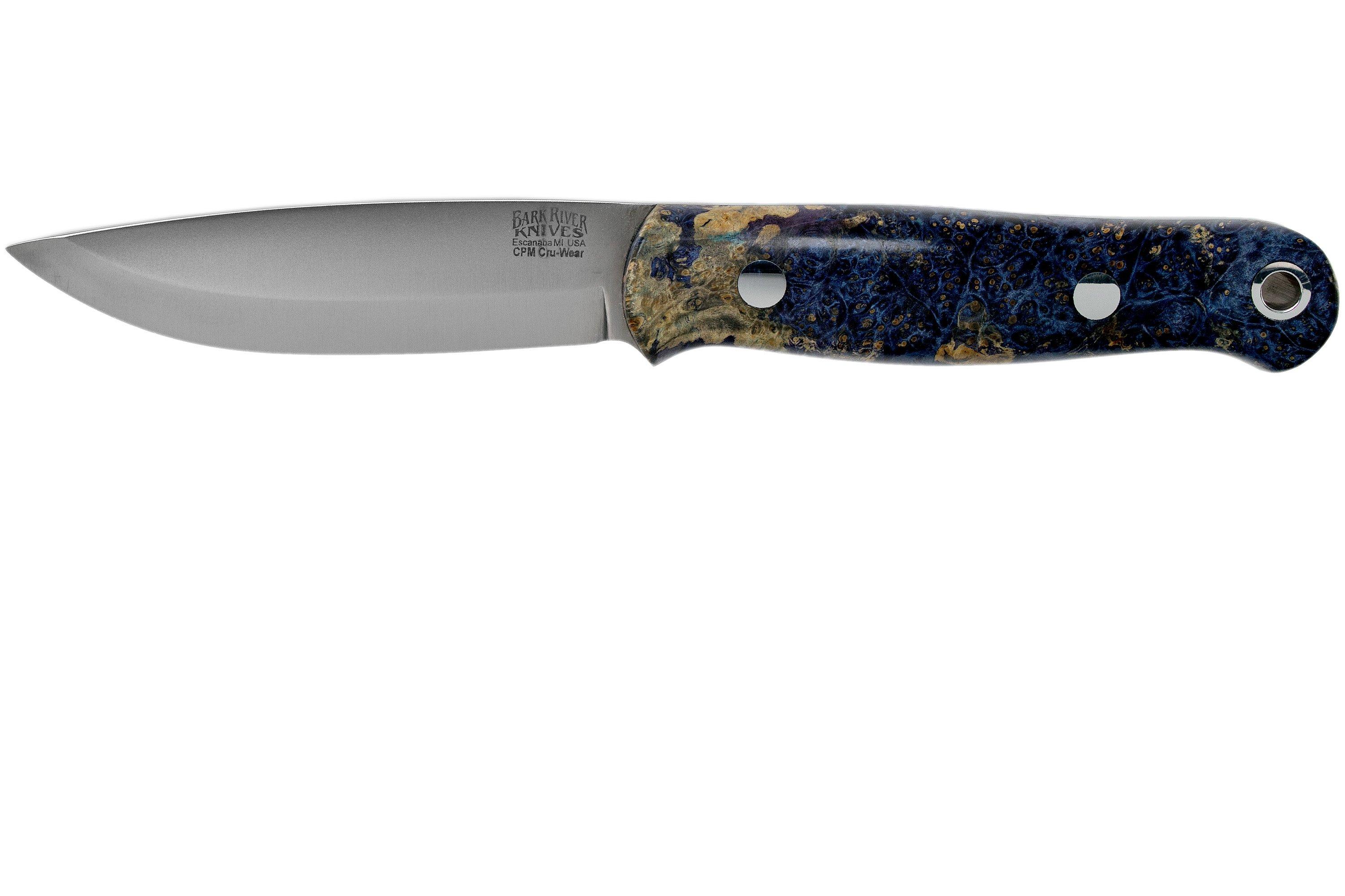 Bark River Bushcrafter CPM CruWear, Deep Blue and Natural Maple Burl ...