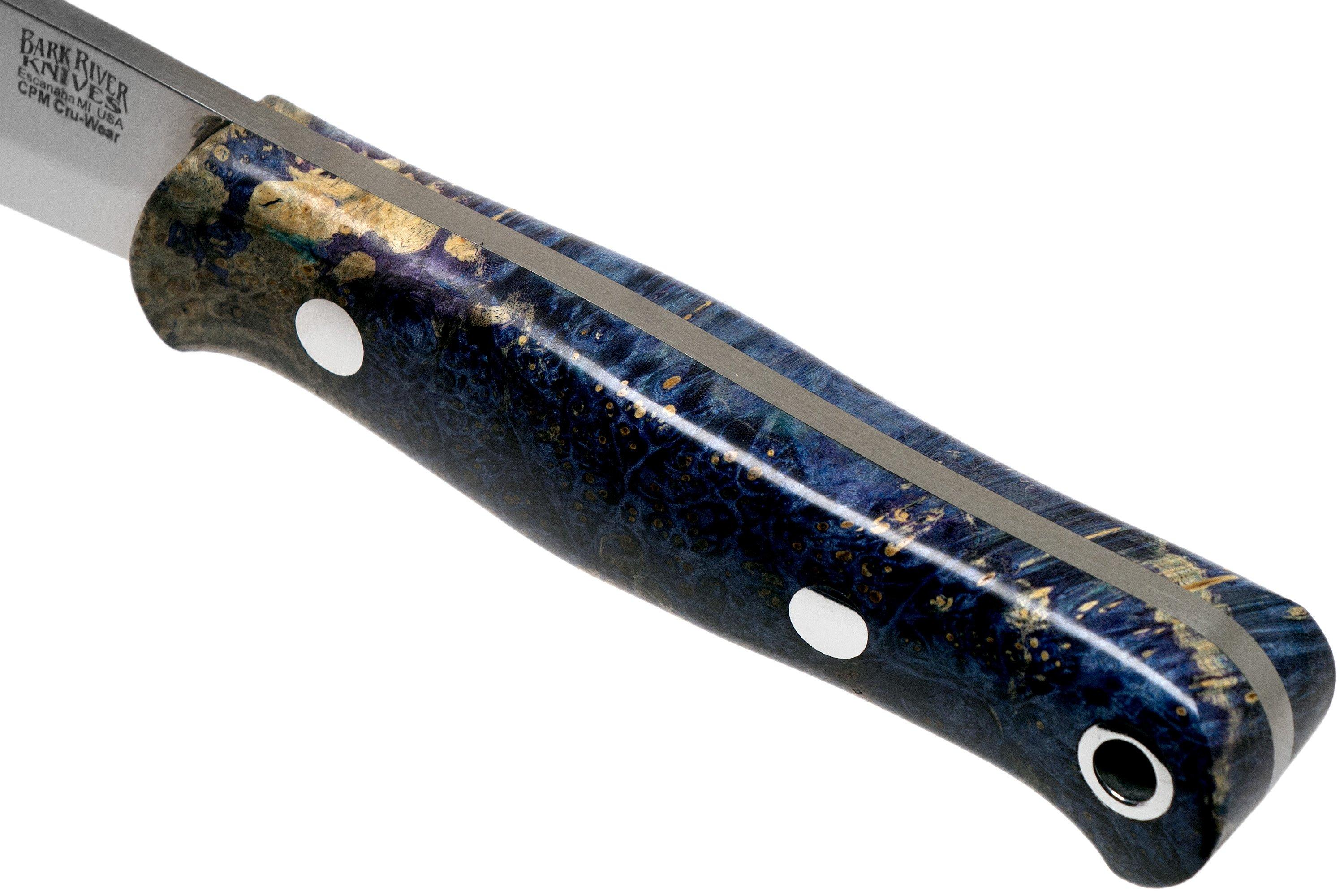 Bark River Bushcrafter CPM CruWear, Deep Blue and Natural Maple Burl ...