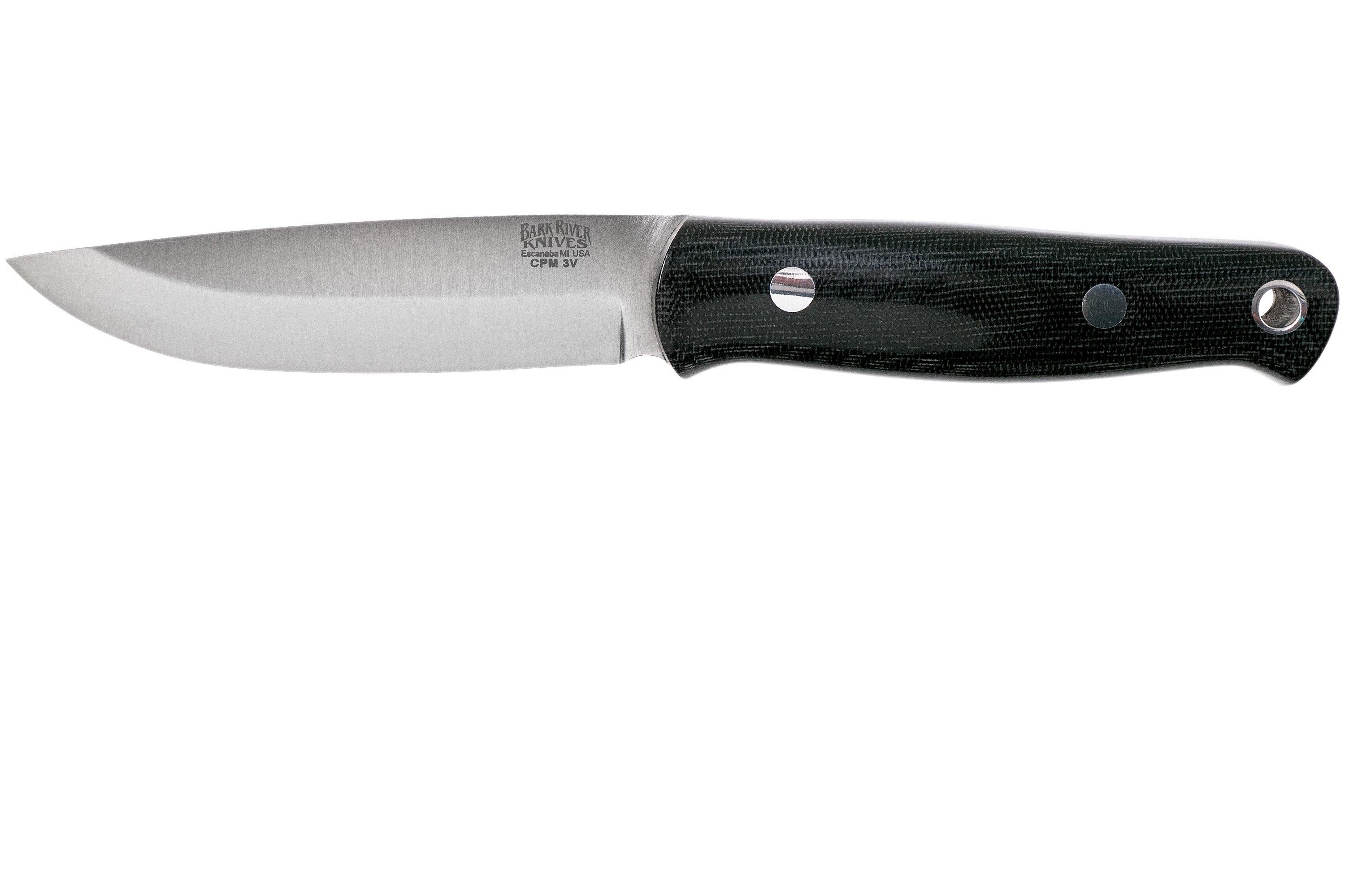 Bark River Bushcrafter II CPM 3V Black Canvas Micarta bushcraft knife ...