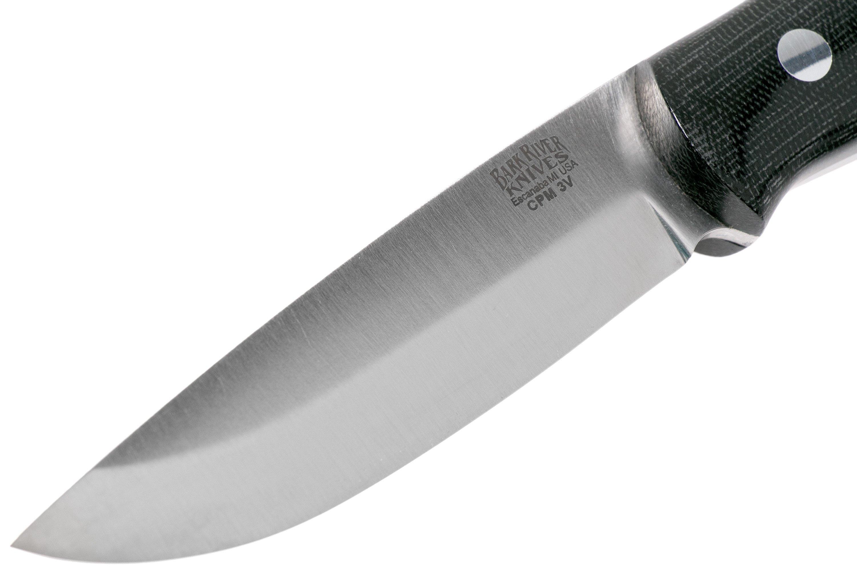 Bark River Bushcrafter II CPM 3V Black Canvas Micarta bushcraft knife ...