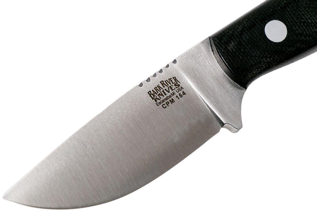 Bark River Bravo Necker CPM 154CM, Black Canvas Micarta, brown sheath ...