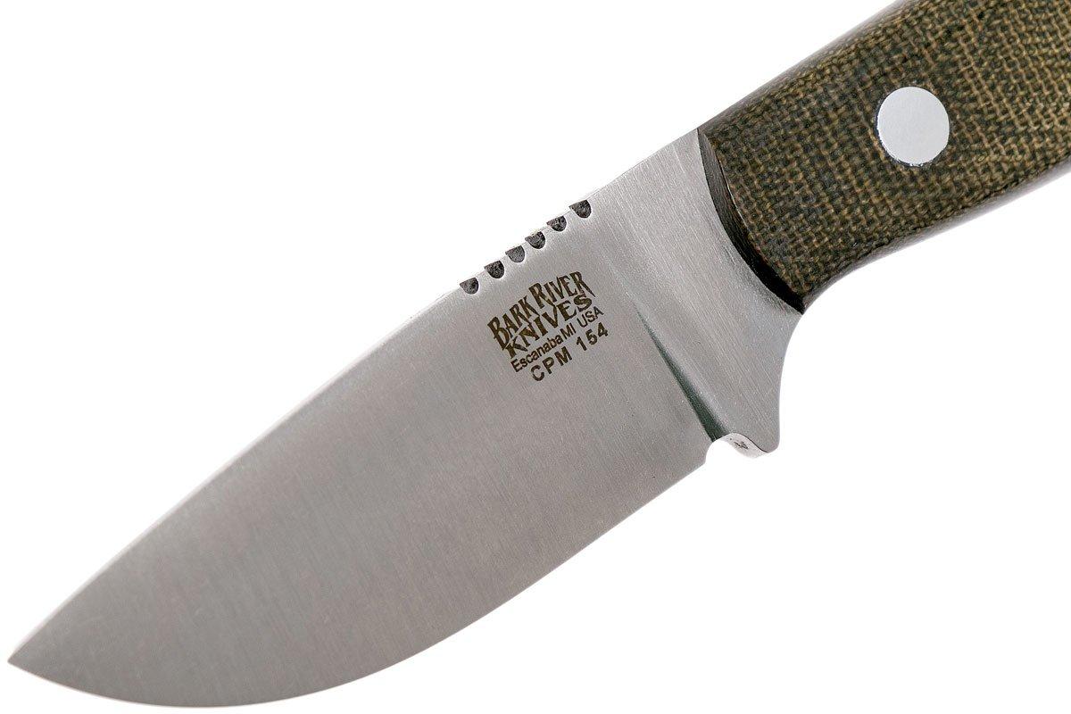 Bark River Bravo Necker CPM 154CM, Green Canvas Micarta, brown sheath ...