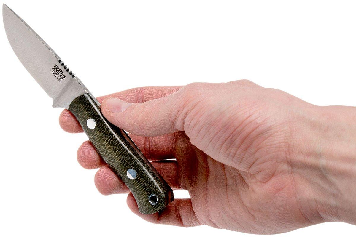 Bark River Bravo Necker CPM 154CM, Green Canvas Micarta, brown sheath ...