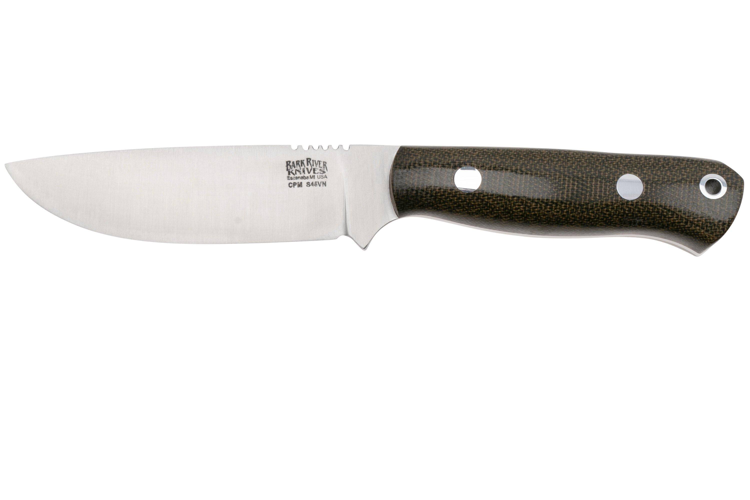 Bark River Bravo Necker II CPMS45VN Green Canvas Micarta, fixed knife ...