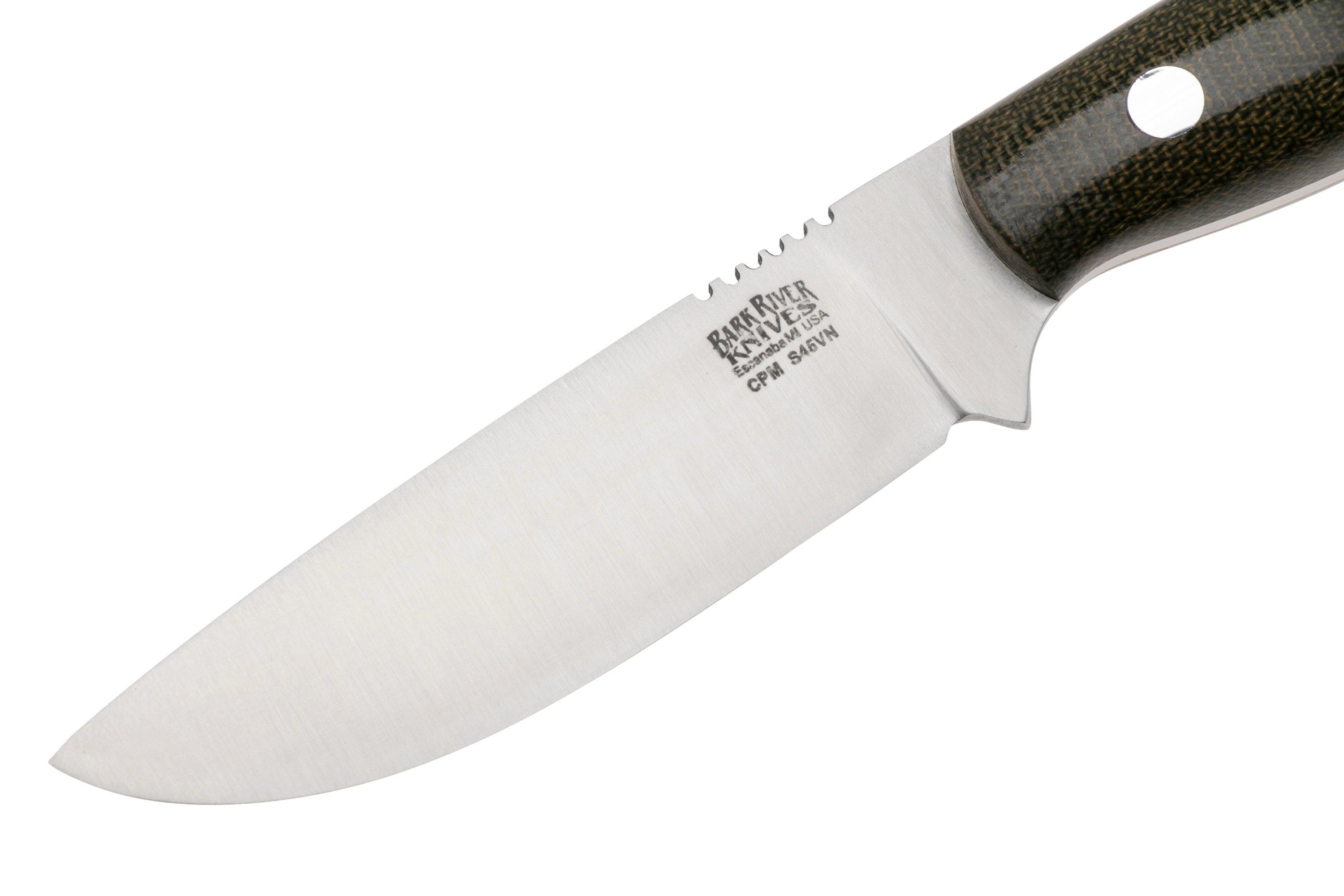 Bark River Bravo Necker II CPMS45VN Green Canvas Micarta, fixed knife ...