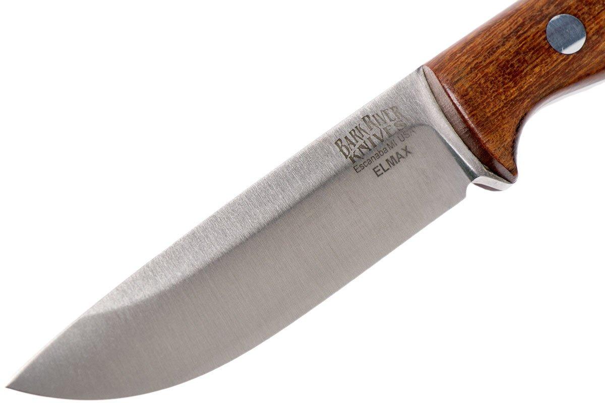 Bark River Bravo EDC Elmax rampless, Desert Ironwood, brown sheath ...