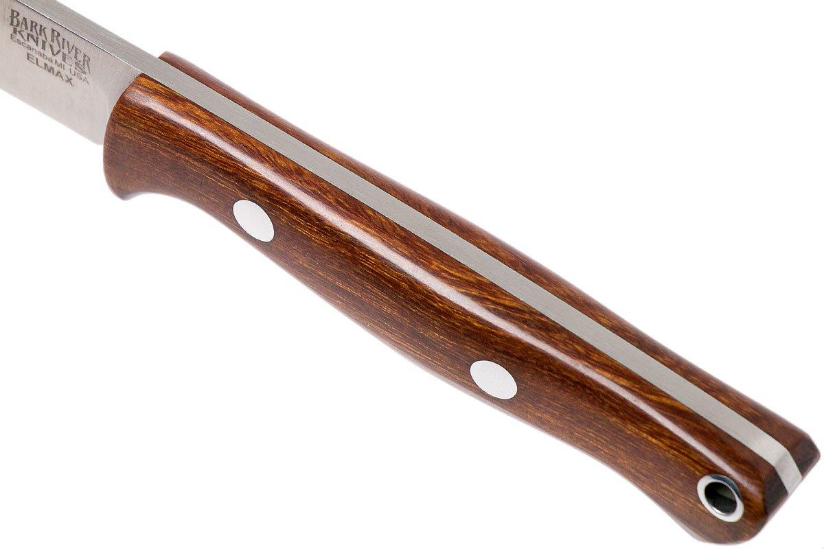 Bark River Bravo EDC Elmax rampless, Desert Ironwood, brown sheath ...