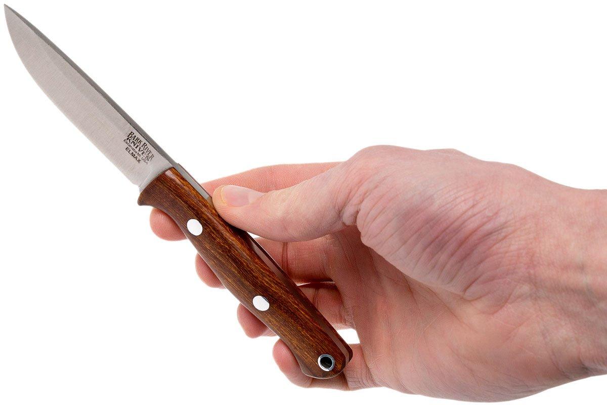 Bark River Bravo EDC Elmax rampless, Desert Ironwood, brown sheath ...