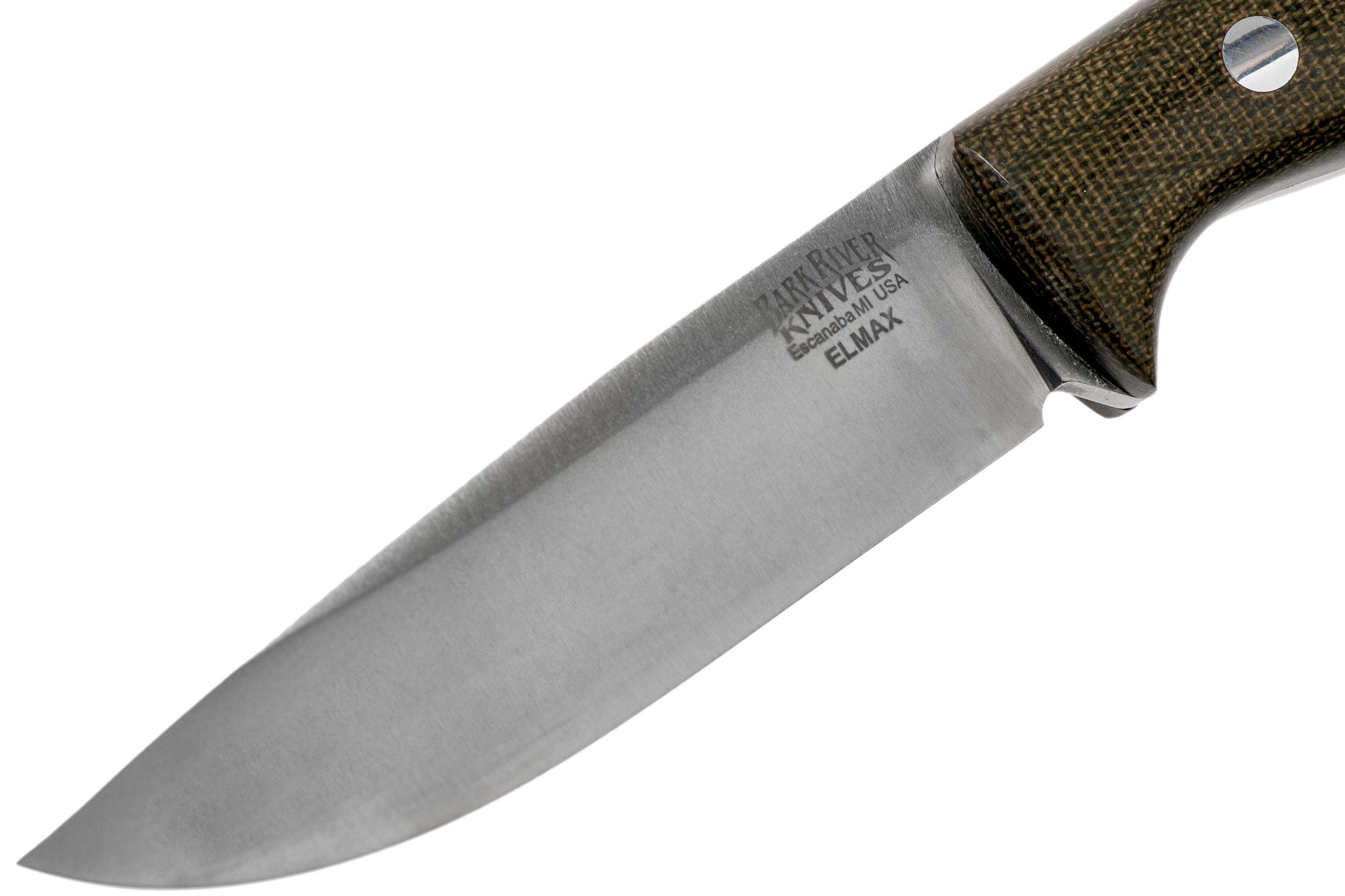 Bark River Gunny Hunter LT Elmax Green Canvas Micarta bushcraft knife ...
