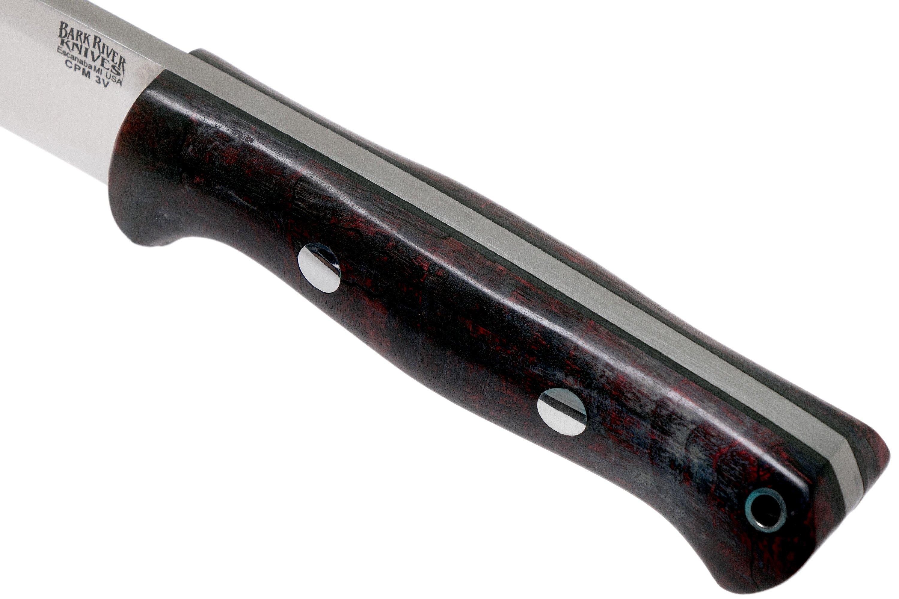 Bark River Bravo 1 CPM 3V Deep Blue & Burgundy Maple Burl outdoormes ...