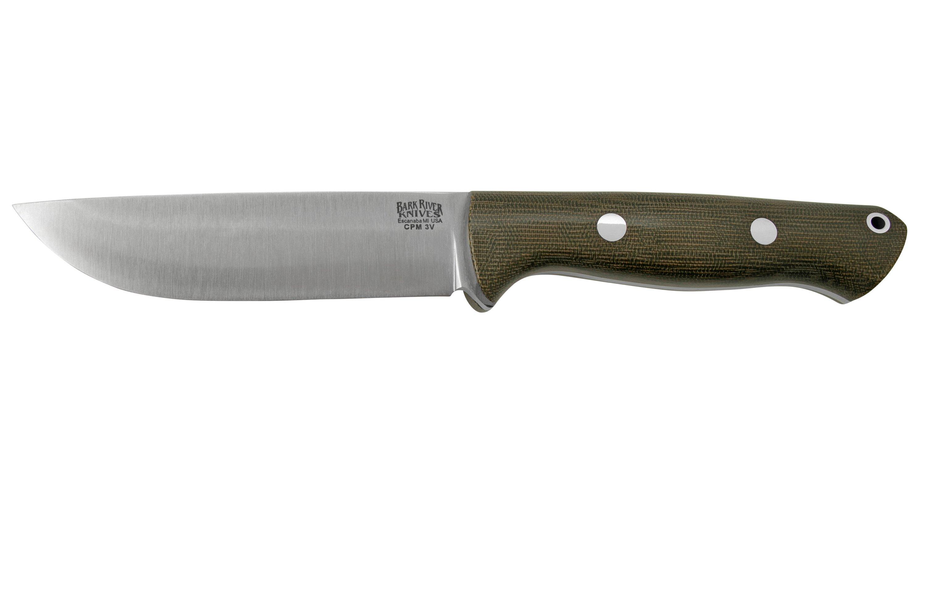 Bark River Bravo 1.2 LT CPM 3V Rampless, Green Canvas Micarta ...