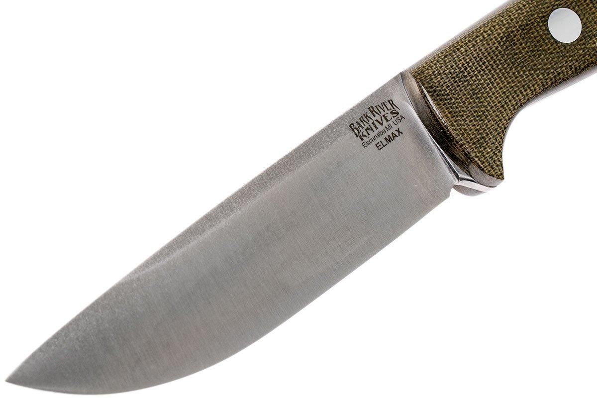 Bark River Bravo 1 LT Elmax Rampless, Green Canvas Micarta, brown ...