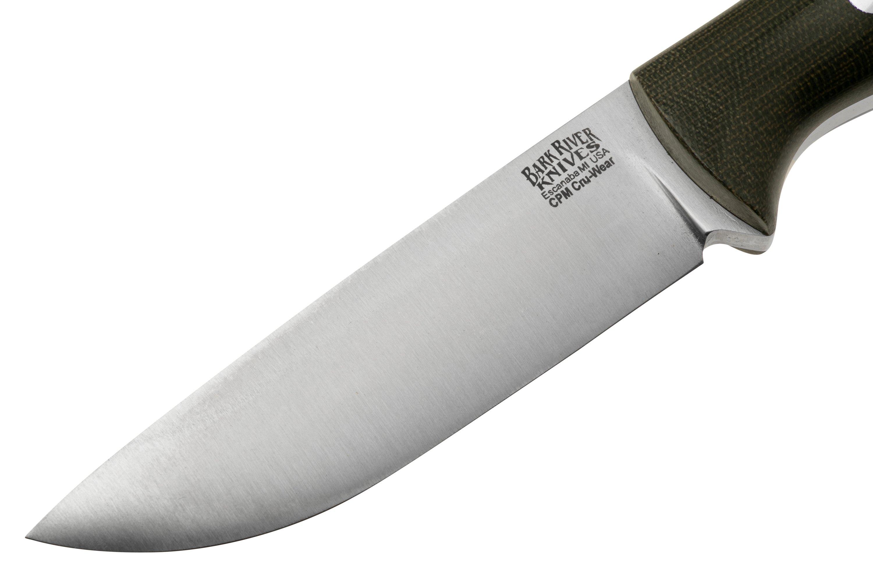 Bark River Bravo 1 Cru-Wear, Rampless, Green Canvas Micarta, bushcraft ...